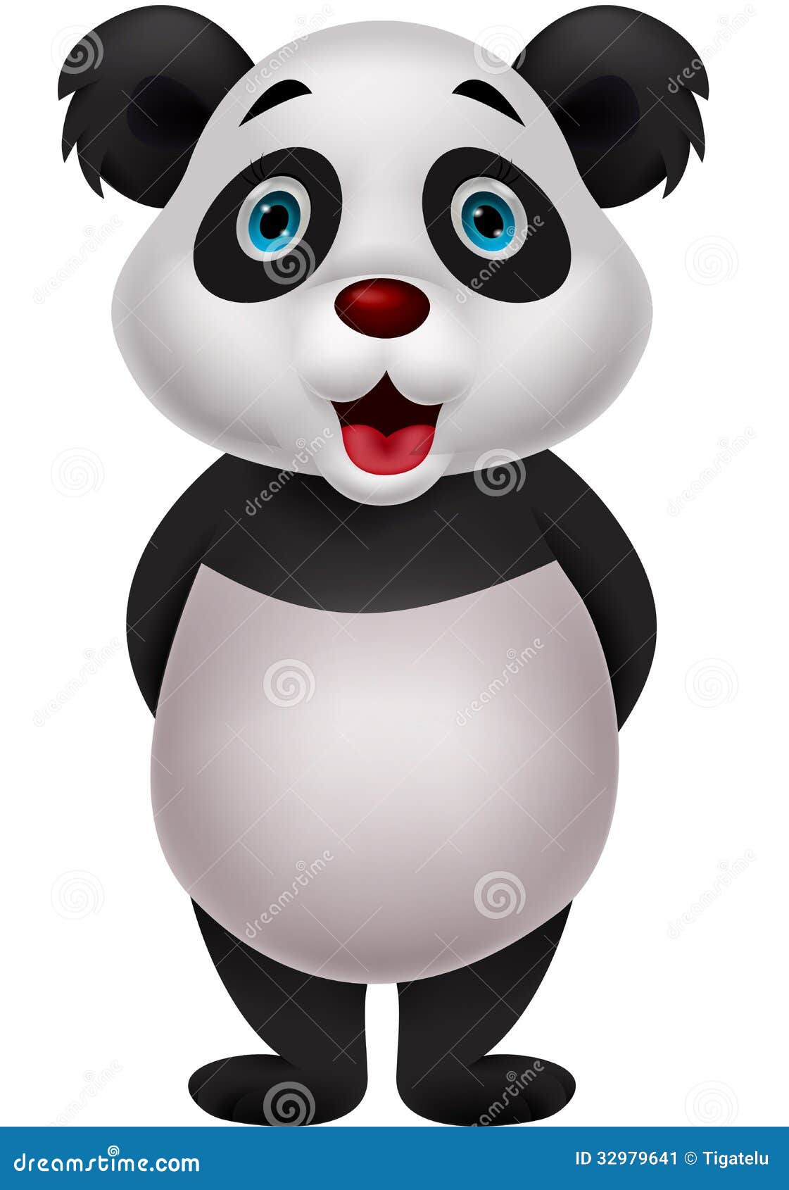 Panda Cartoon Character Behind And Bamboo Tree On Sunset , Vector ...