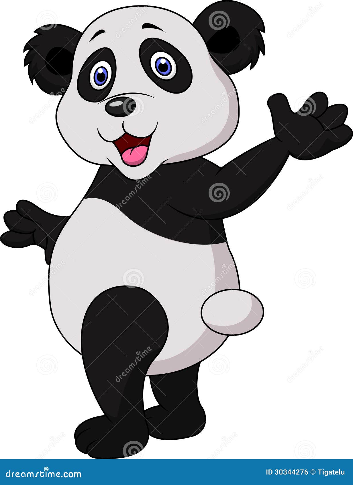 Cute Panda Cartoon Waving Hand Stock Vector - Illustration of children ...
