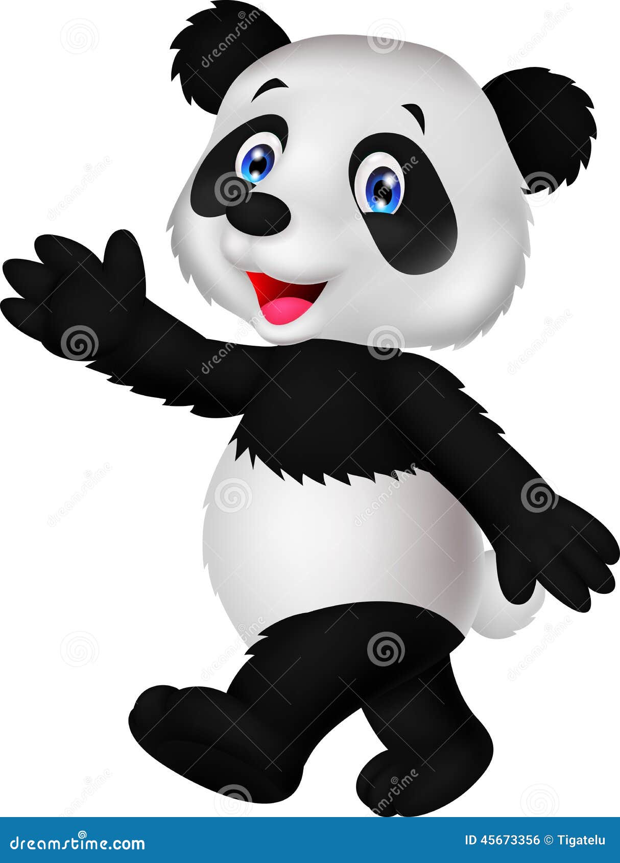 Cute Panda Cartoon Waving Hand Stock Vector - Illustration of mammal ...
