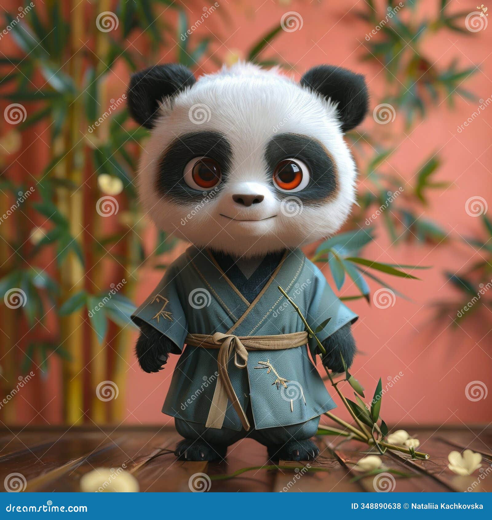 Cute Panda Character with Bamboo Stock Illustration - Illustration of ...
