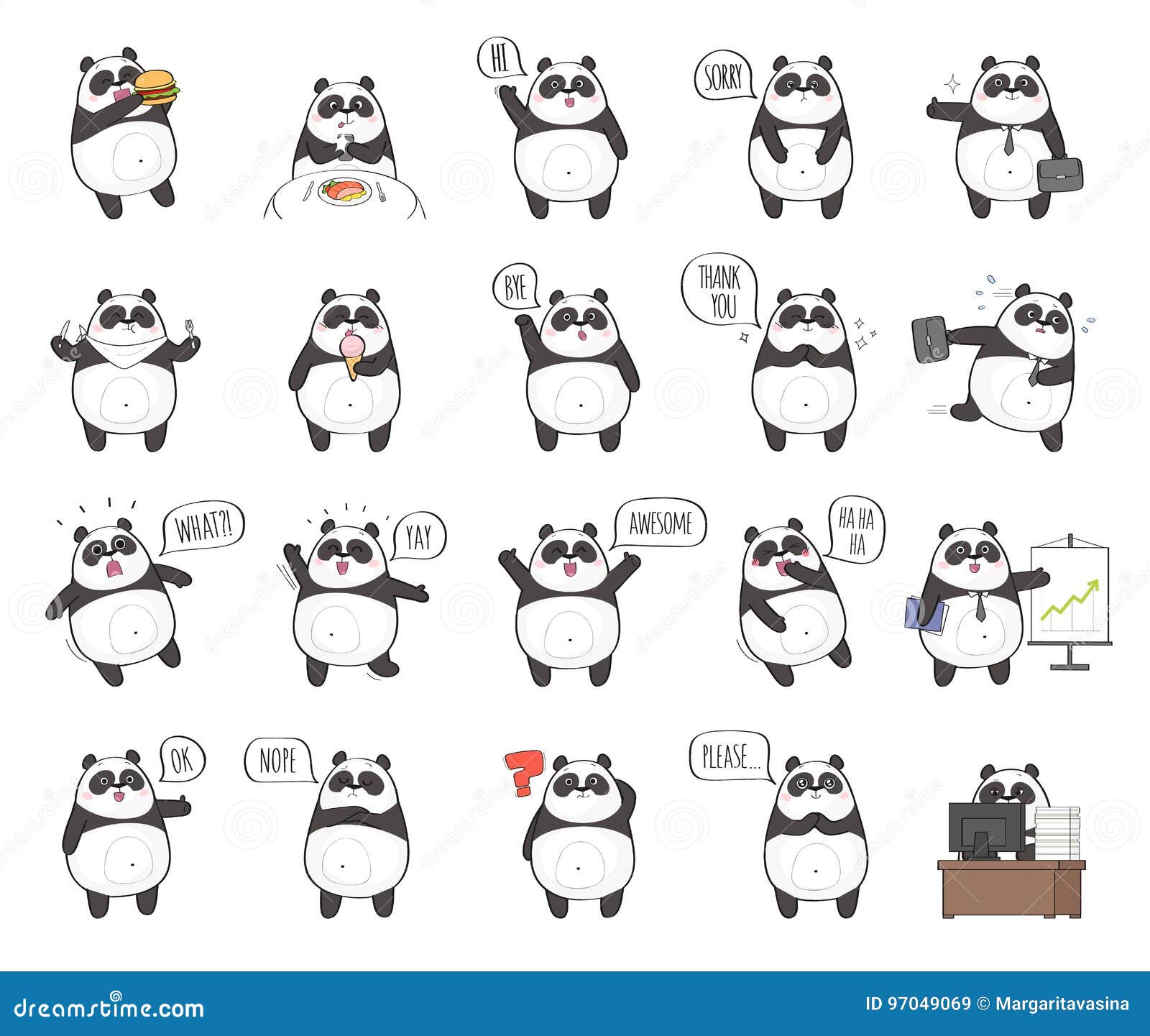 Cute Panda Emojis Emoticon Smiley Vector | CartoonDealer.com #104037486