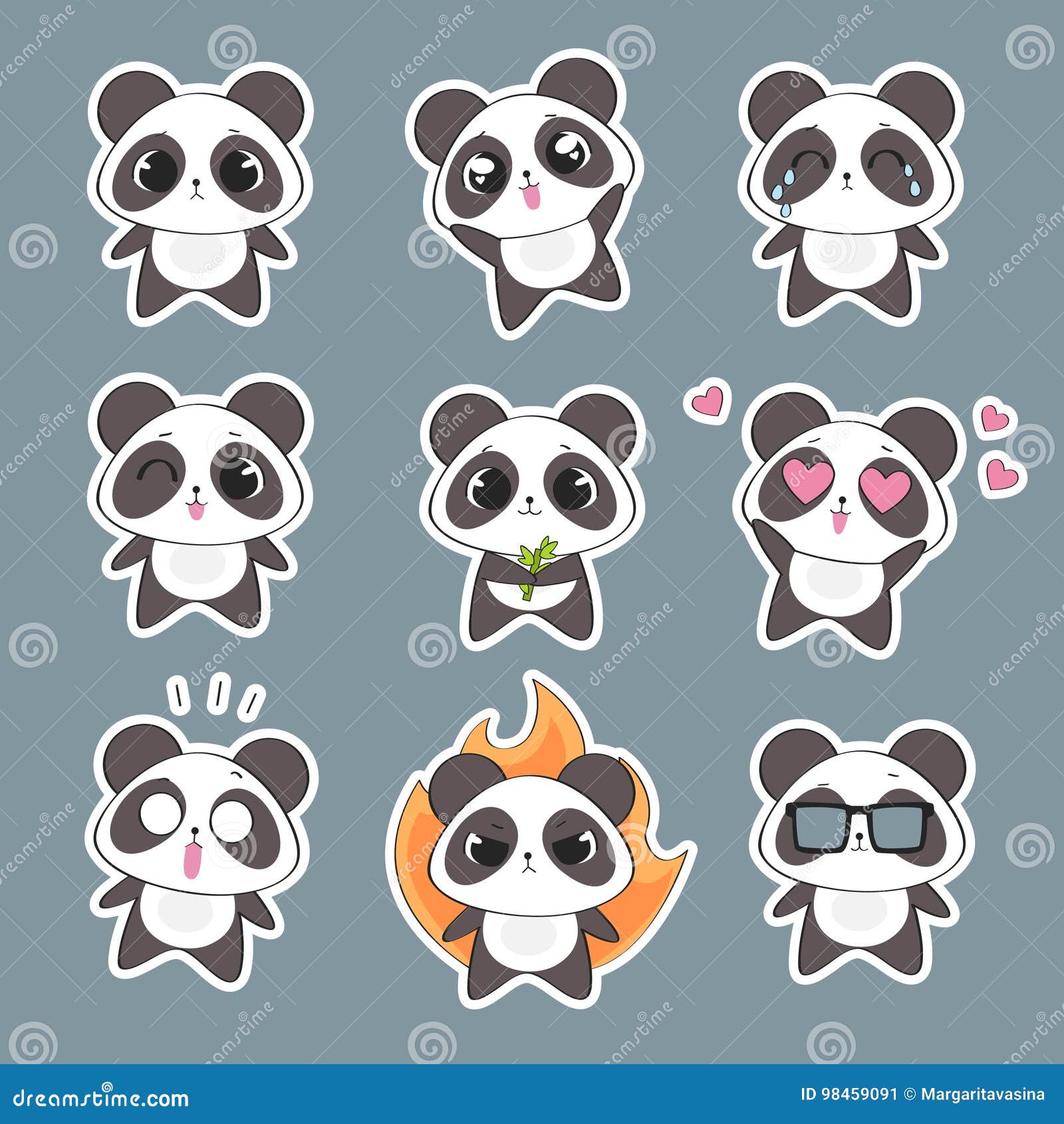 Cute panda character stock vector. Illustration of anime - 98459091