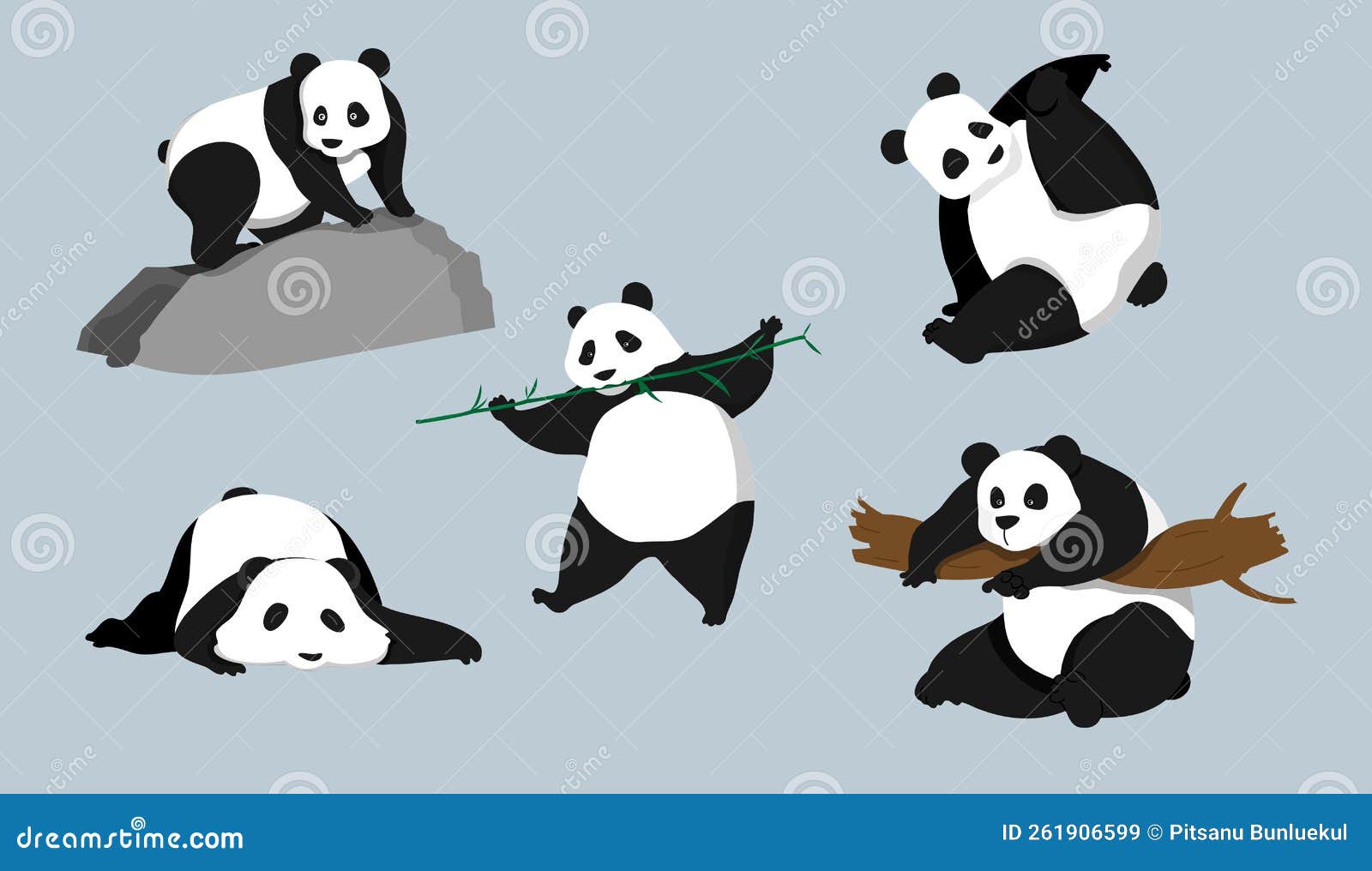 Cute Panda Character Set Vector Illustration Stock Vector ...