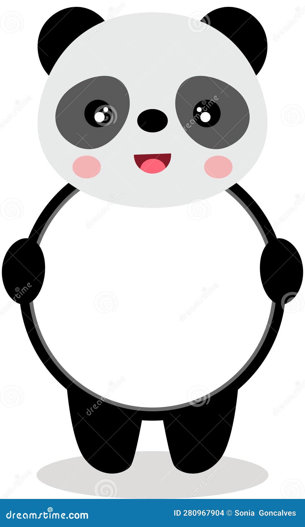 Cute Panda with Circle Blank Sign Stock Vector - Illustration of forest ...
