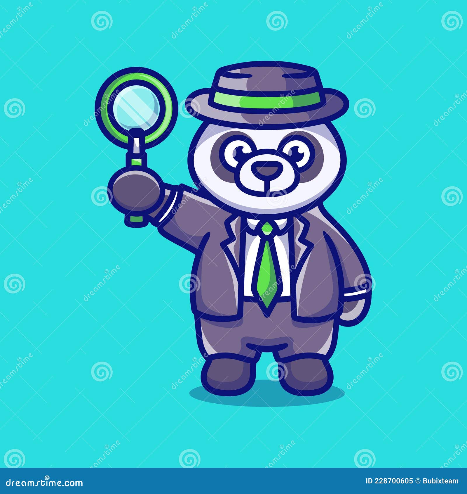 Cute Panda Detective Carrying a Magnifying Glass Stock Vector ...