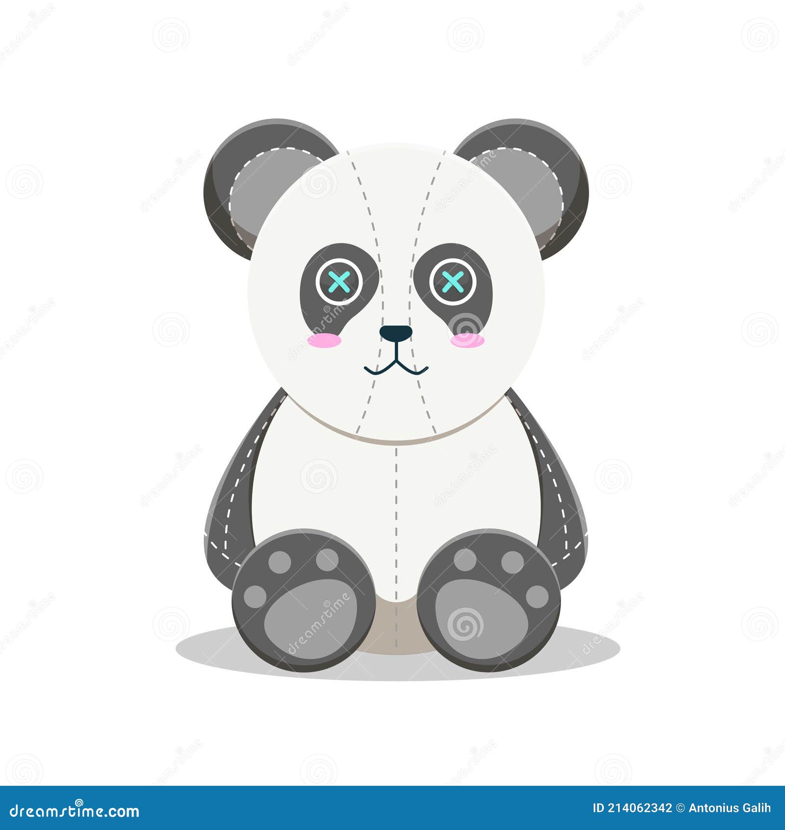 Cute Panda Doll Cartoon Vector Illustration Isolated On A White ...