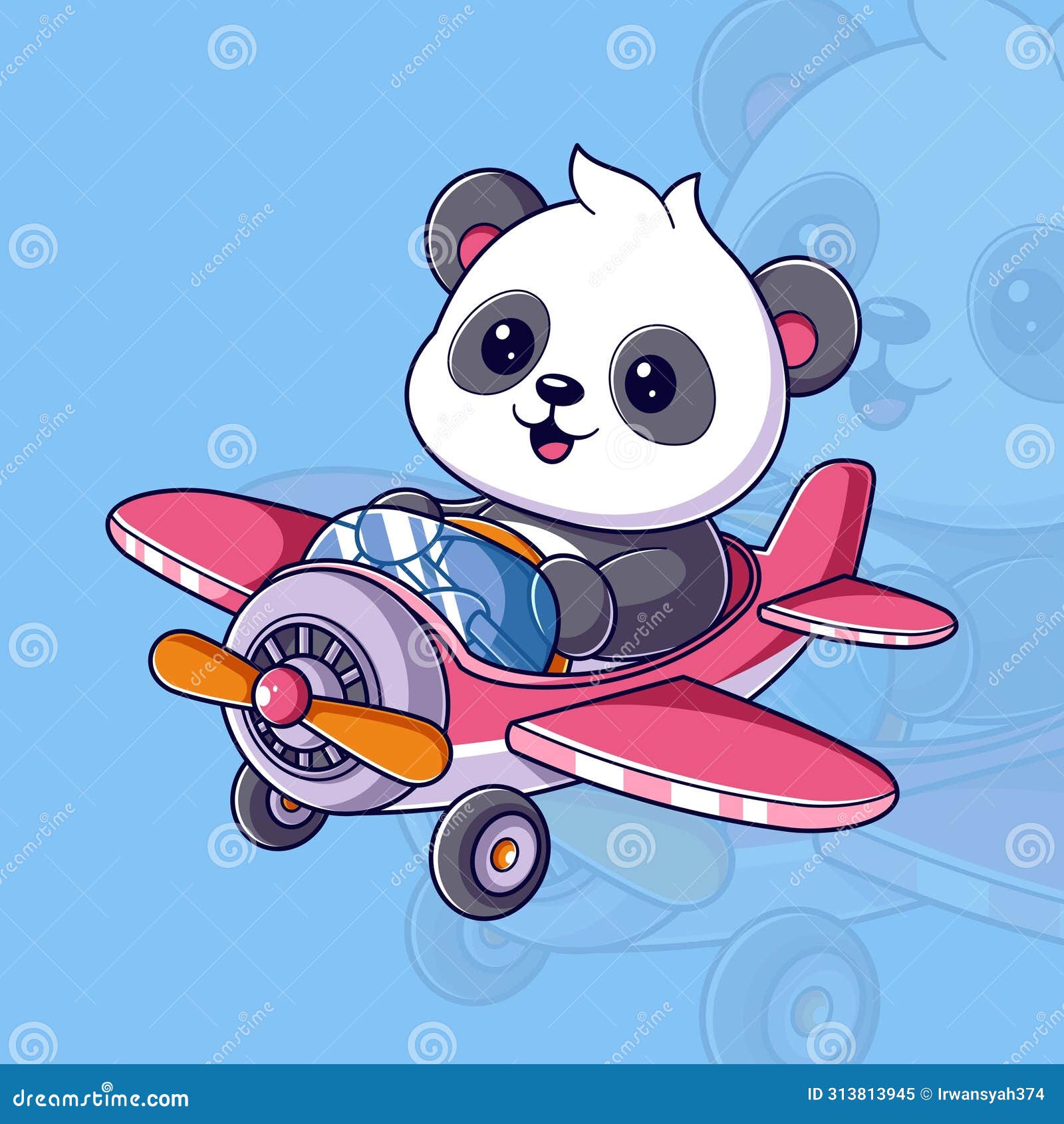 Cute Panda Driving a Red Airplane Stock Vector - Illustration of plane ...