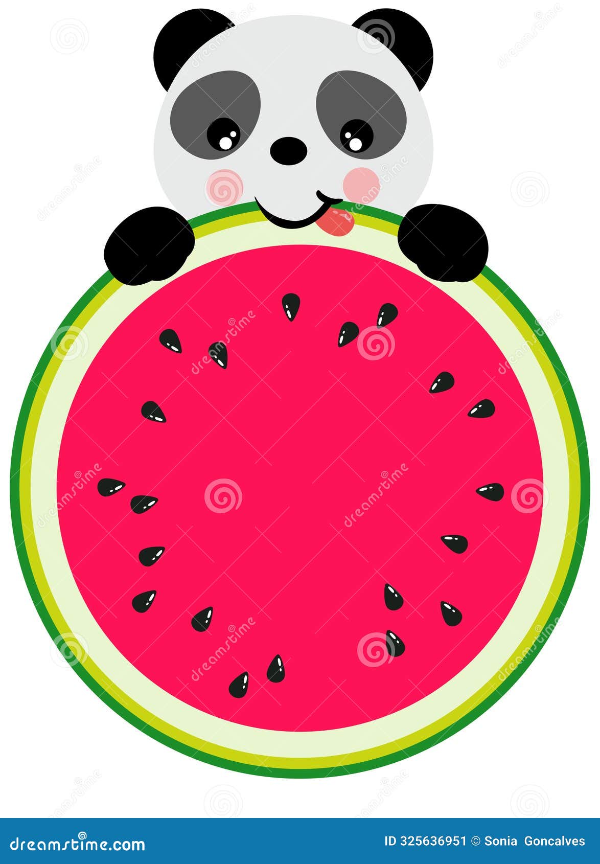 Cute Panda Eating Watermelon Slice Stock Vector - Illustration of fruit ...