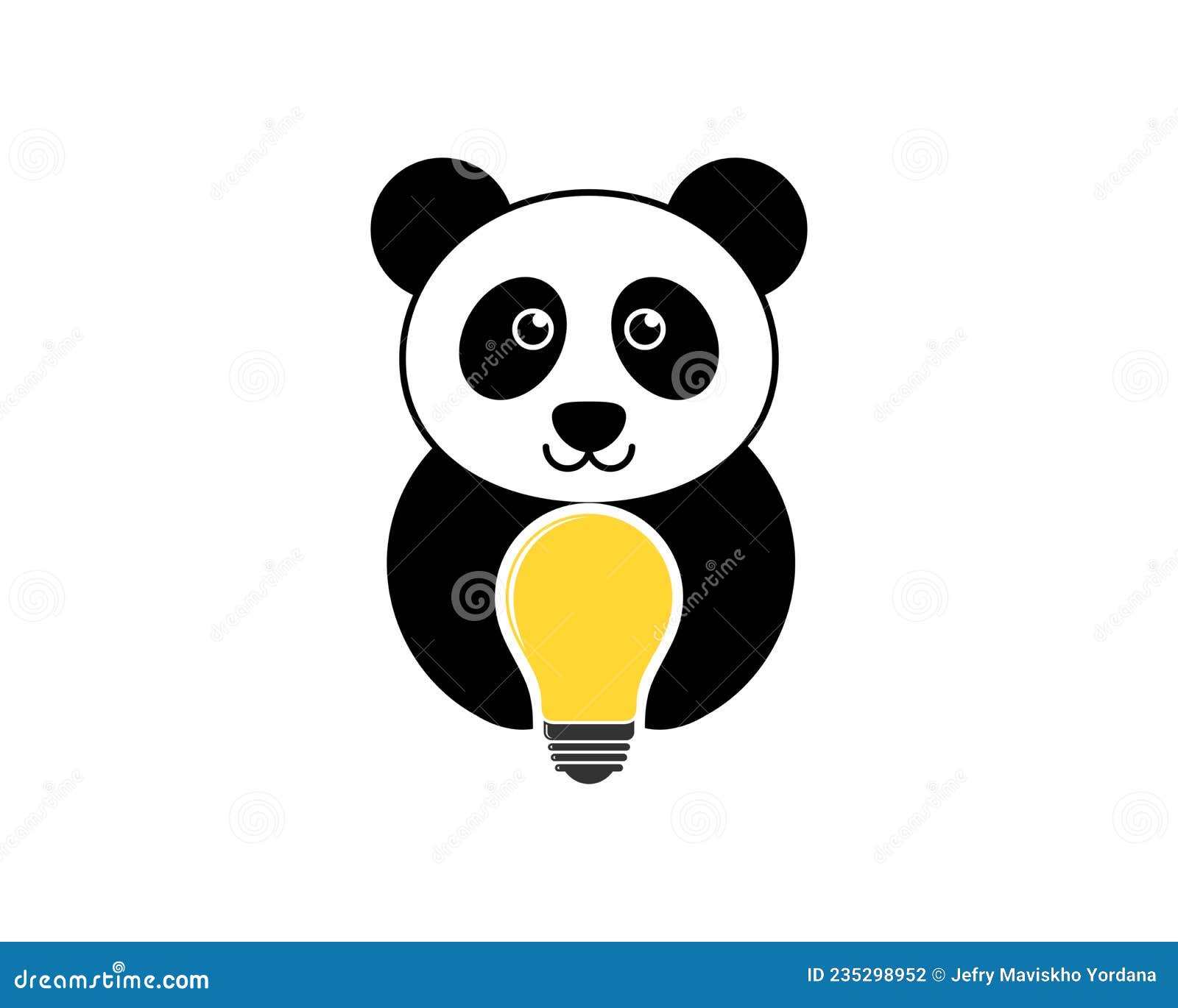 Cute Panda with Electrical Bulb on the Hand Stock Illustration ...