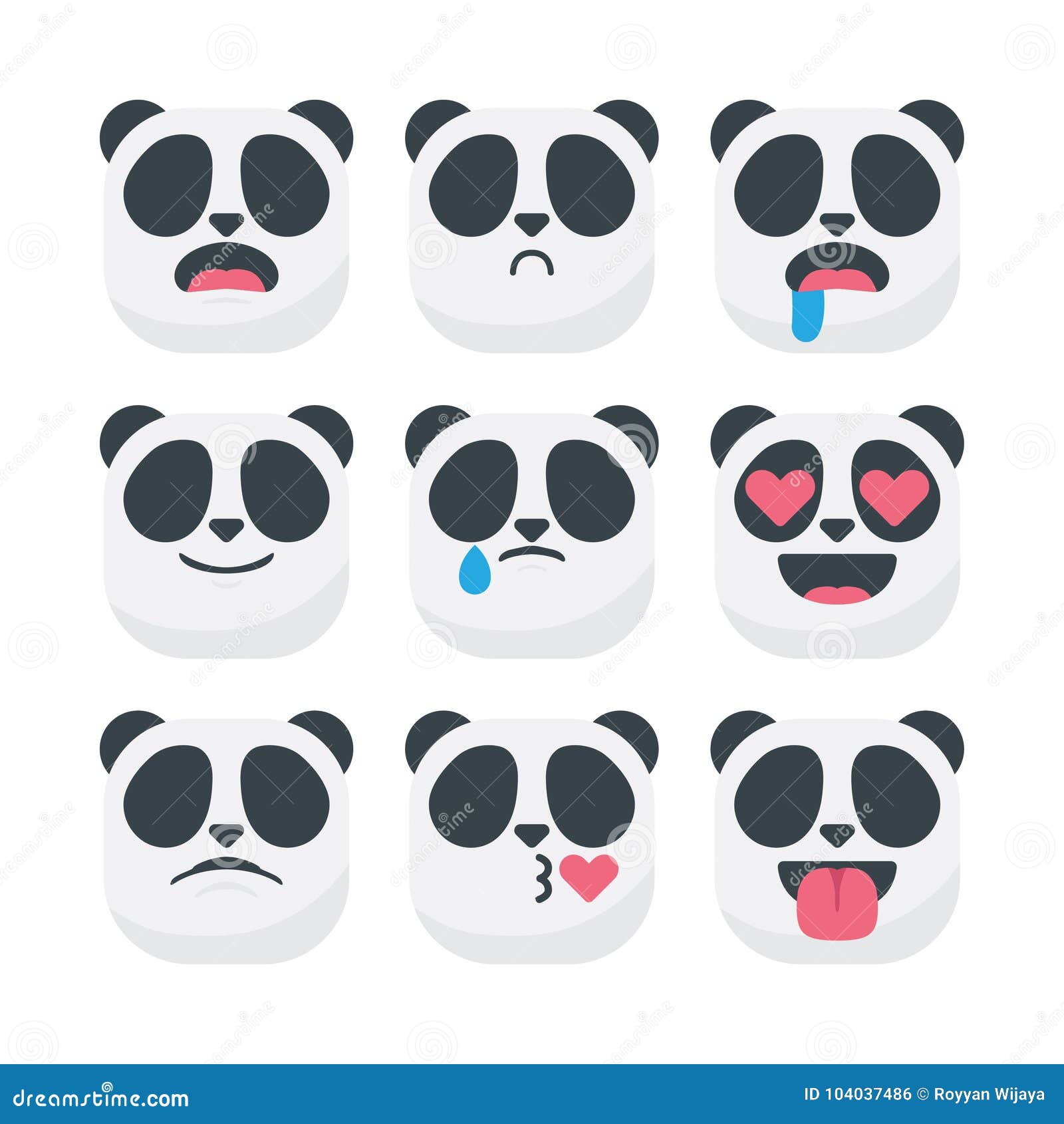 Cute Panda Emojis Emoticon Smiley Vector Stock Vector - Illustration of ...