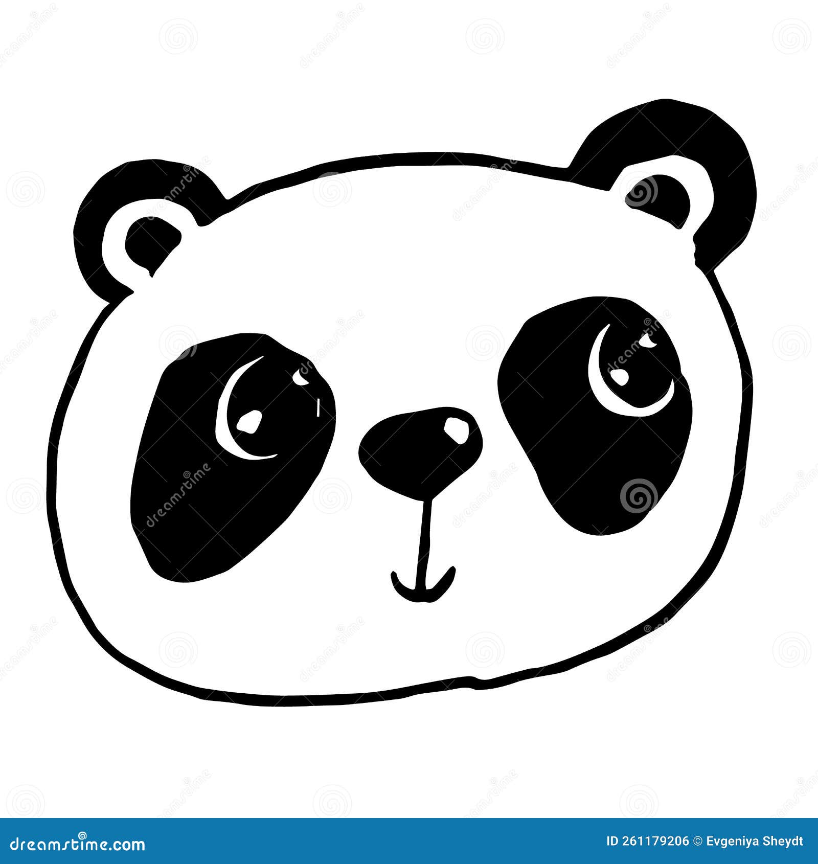 Cute Panda Face Doodle Vector Icon Stock Vector - Illustration of ...