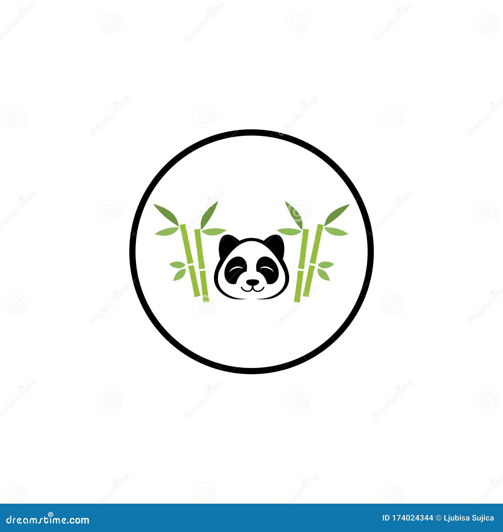 Cute Panda Face Icon in Flat Style Stock Vector - Illustration of style ...