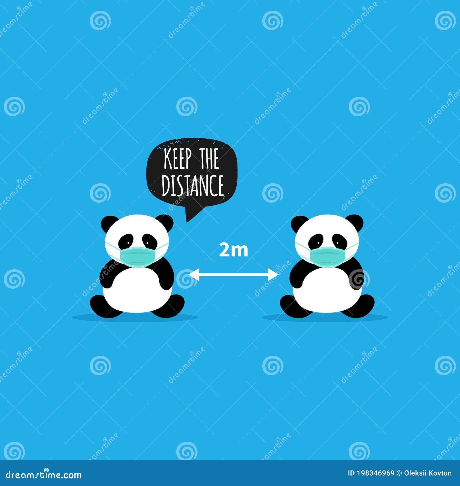 Cute Panda. Face Mask. Keep the Distance. Coronavirus Prevention Stock ...