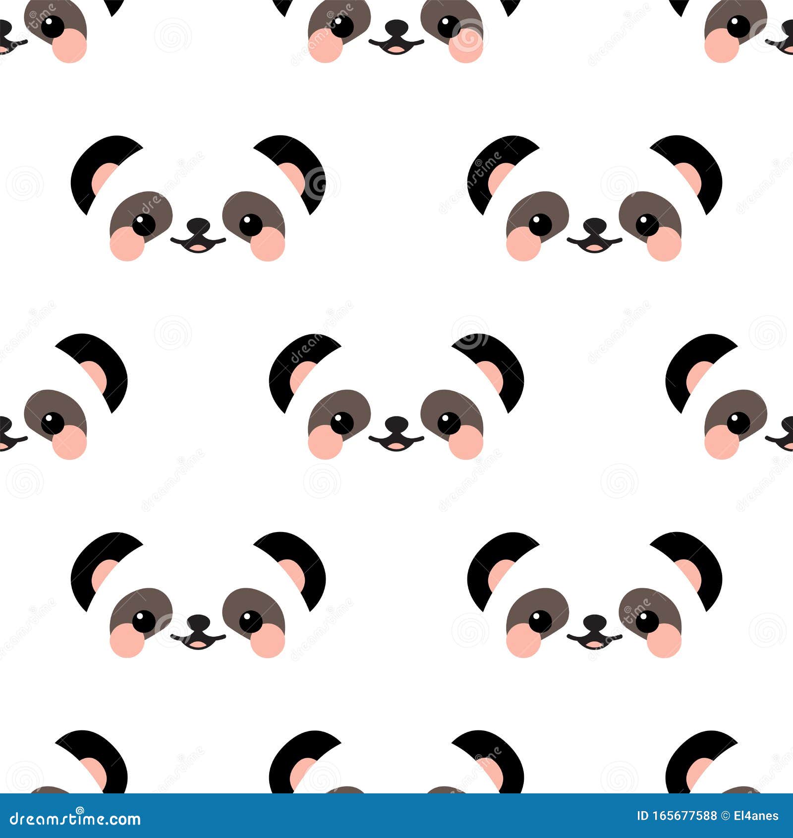 Cute panda face pattern stock vector. Illustration of white - 165677588