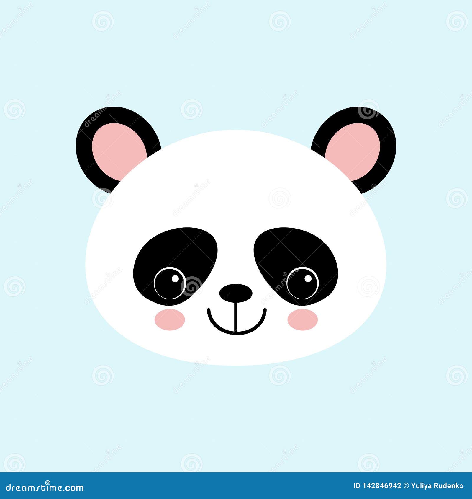 Cute Panda Face Vector Iconon Blue Background Stock Illustration ...