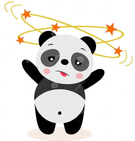 Cute Panda Feeling Dizzy Isolated on White Stock Illustration ...