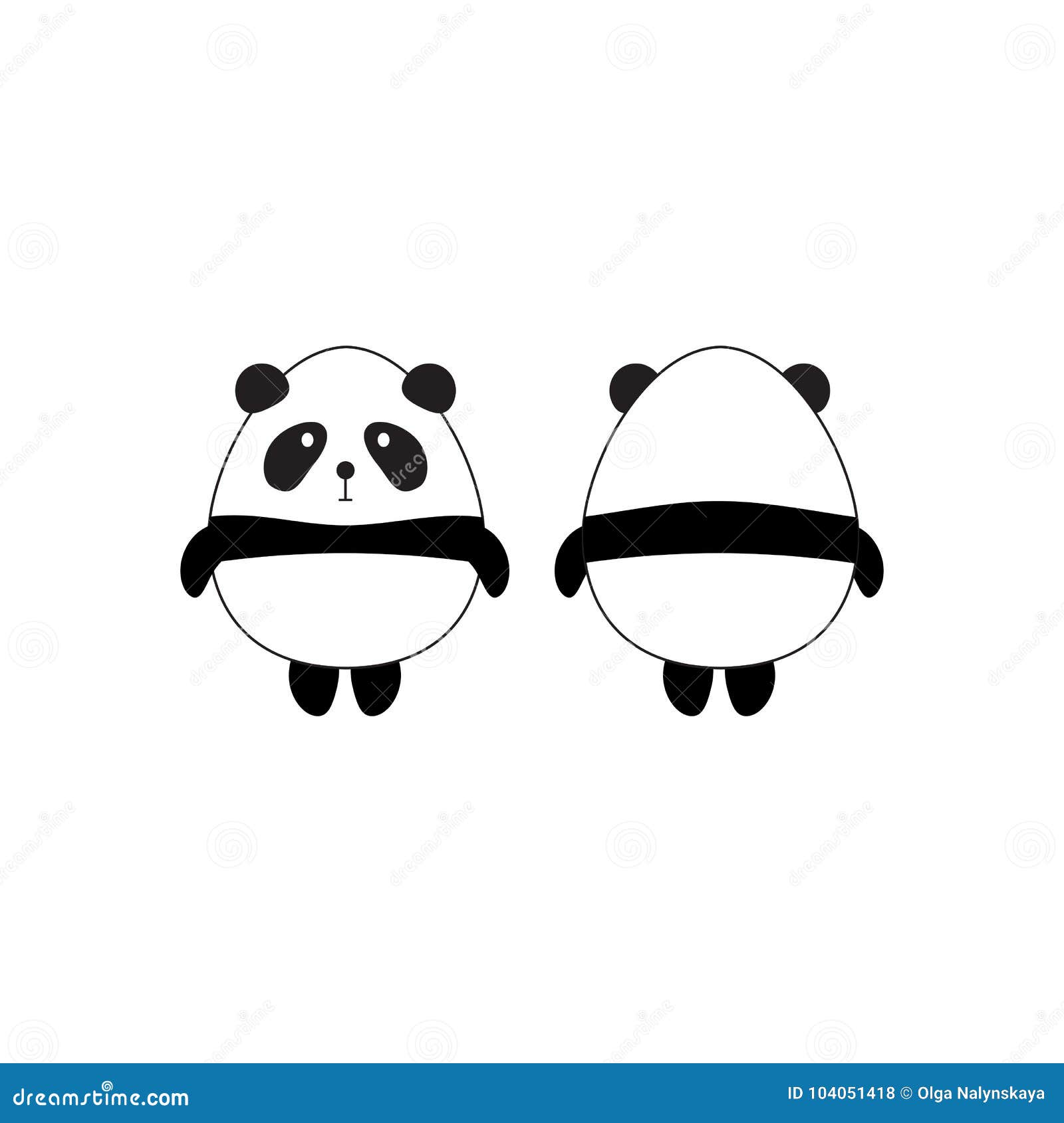 Cute Panda Front and Back View Stock Vector - Illustration of back ...