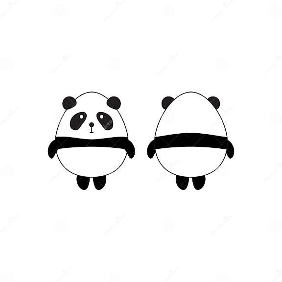 Cute Panda Front and Back View Stock Vector - Illustration of back ...