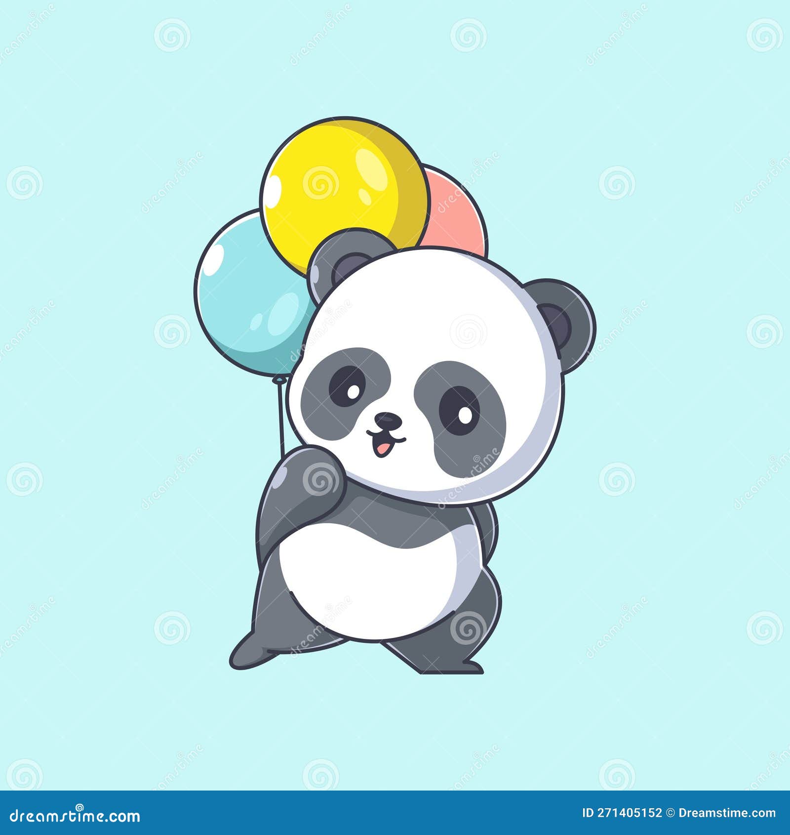 Cute Panda Giving Balloons Cartoon Stock Vector - Illustration of ...