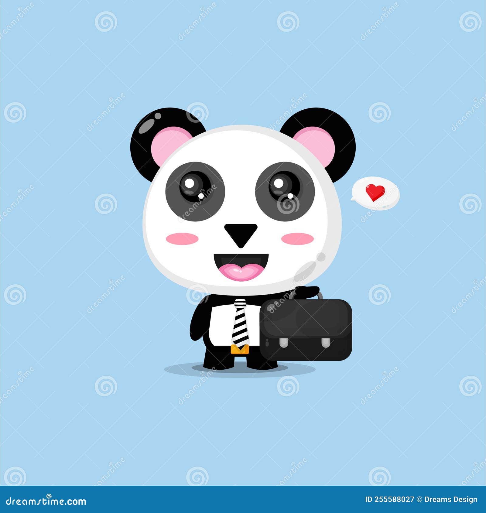 Cute panda go to work stock vector. Illustration of graphic - 255588027