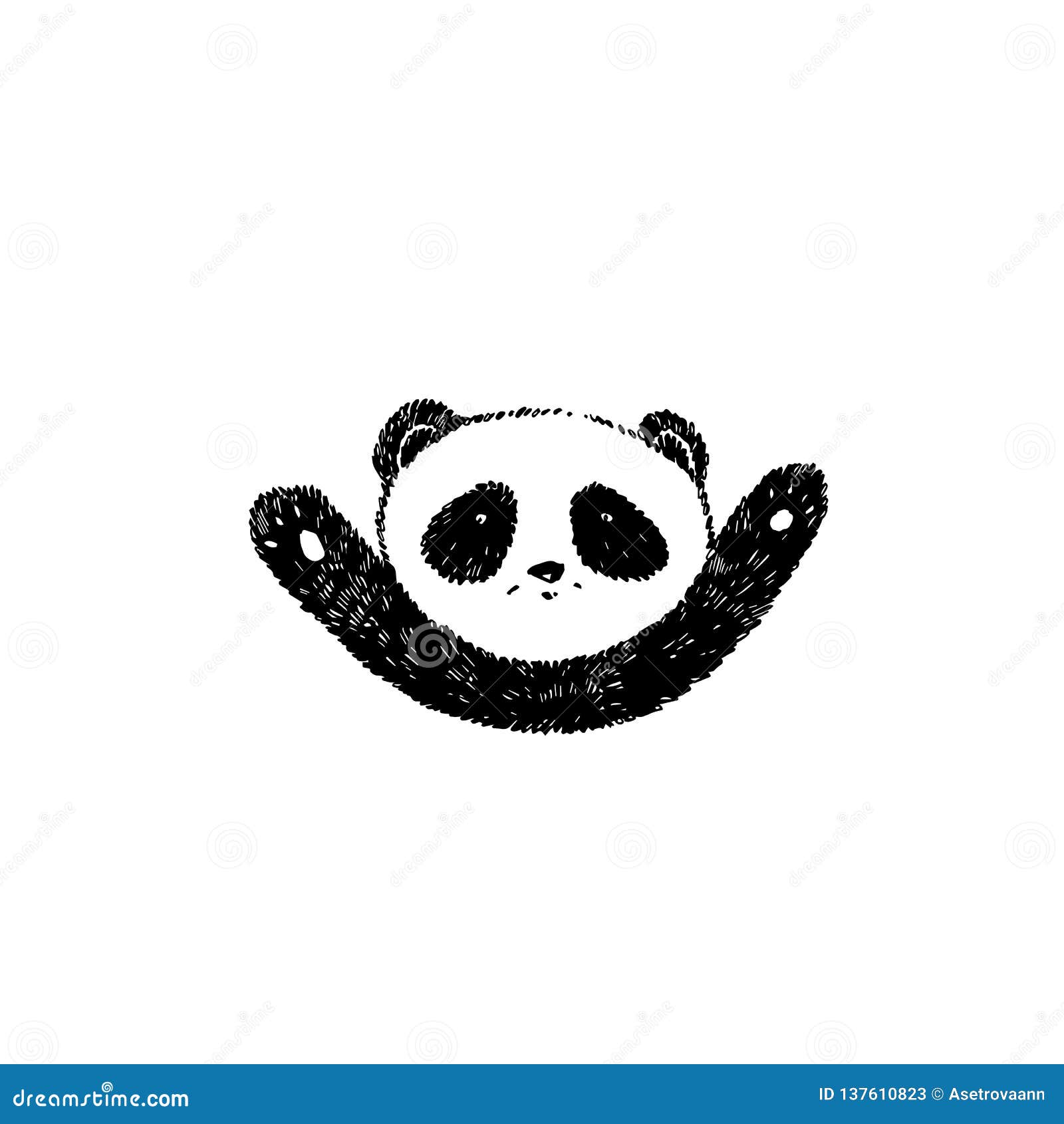 Cute Panda in Graphic Style. Vector Hand Drawn Illustration. Stock ...