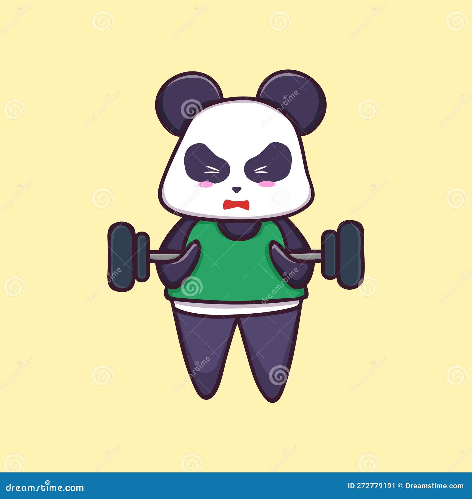 Cute Panda Gym Cartoon Illustration Stock Vector - Illustration of ...