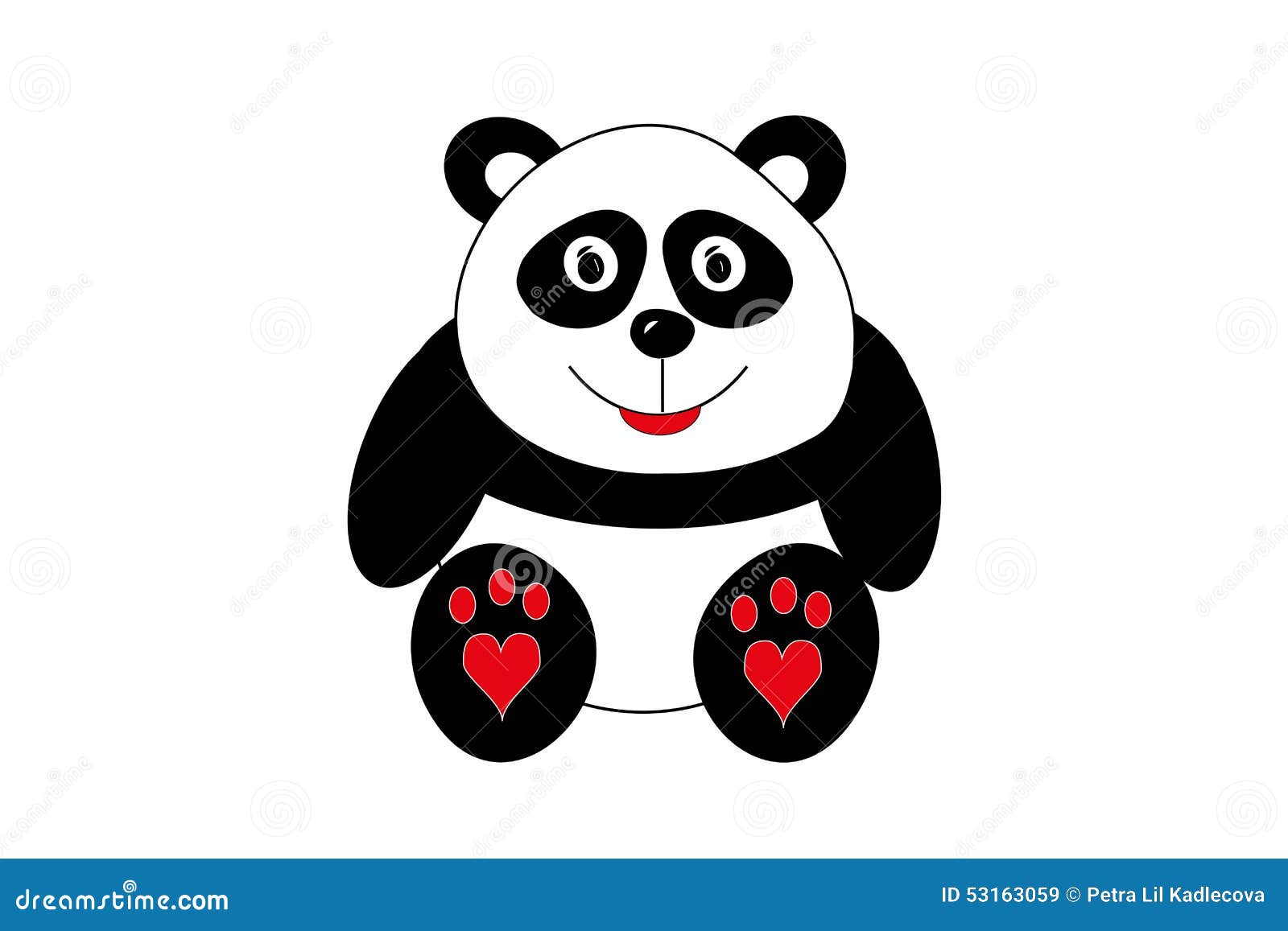 Cute Panda with Hearts on Feet Stock Vector - Illustration of little ...