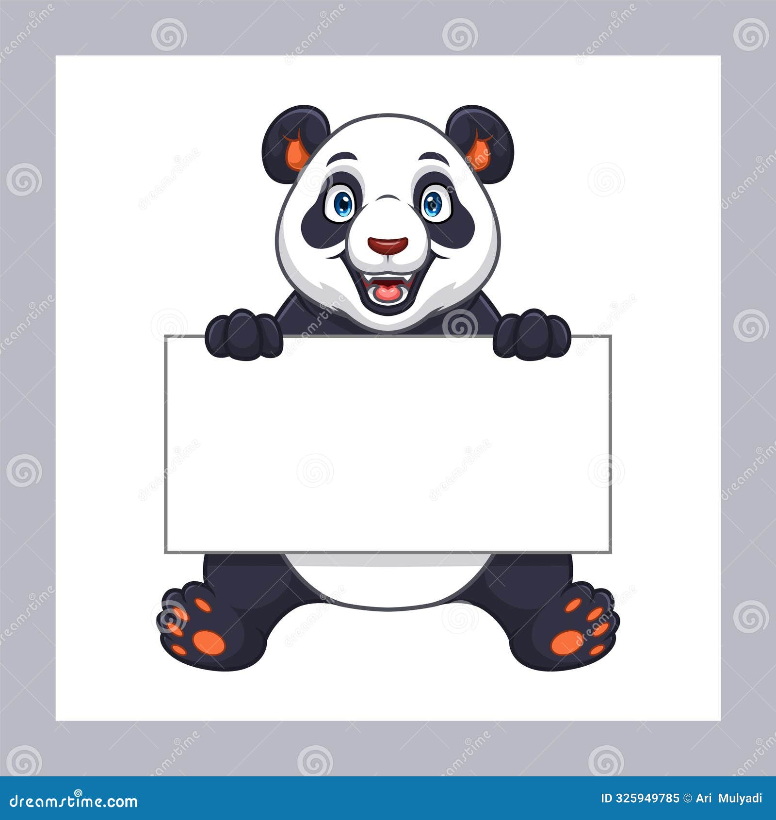 Cute a Panda Holding Blank Sign with Both Hands Stock Illustration ...