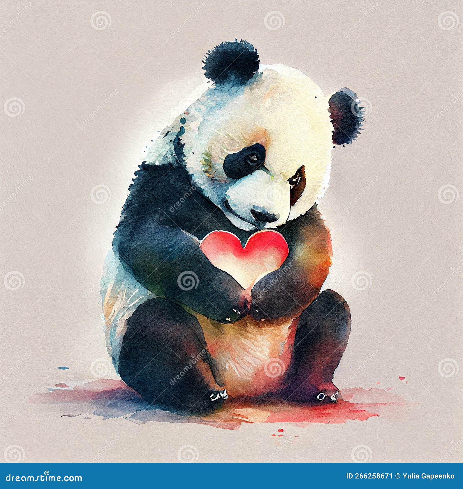 Cute Panda is Holding a Heart in Her Hands. Generative AI Stock ...