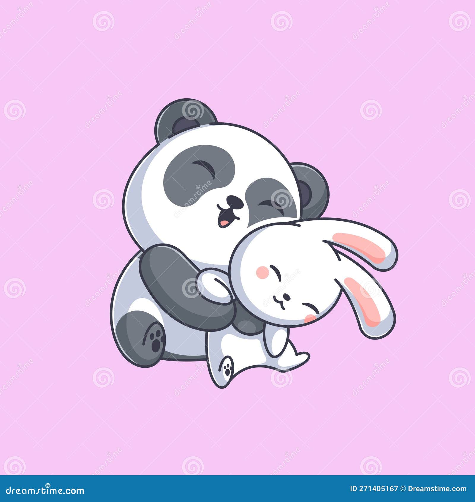 Cute Panda Hugging Stuffed Bunny Stock Vector - Illustration of hugging ...