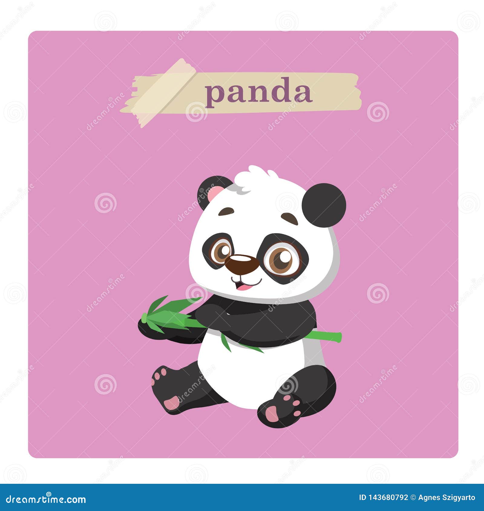 Cute Panda Illustration on Violet Background Stock Vector ...