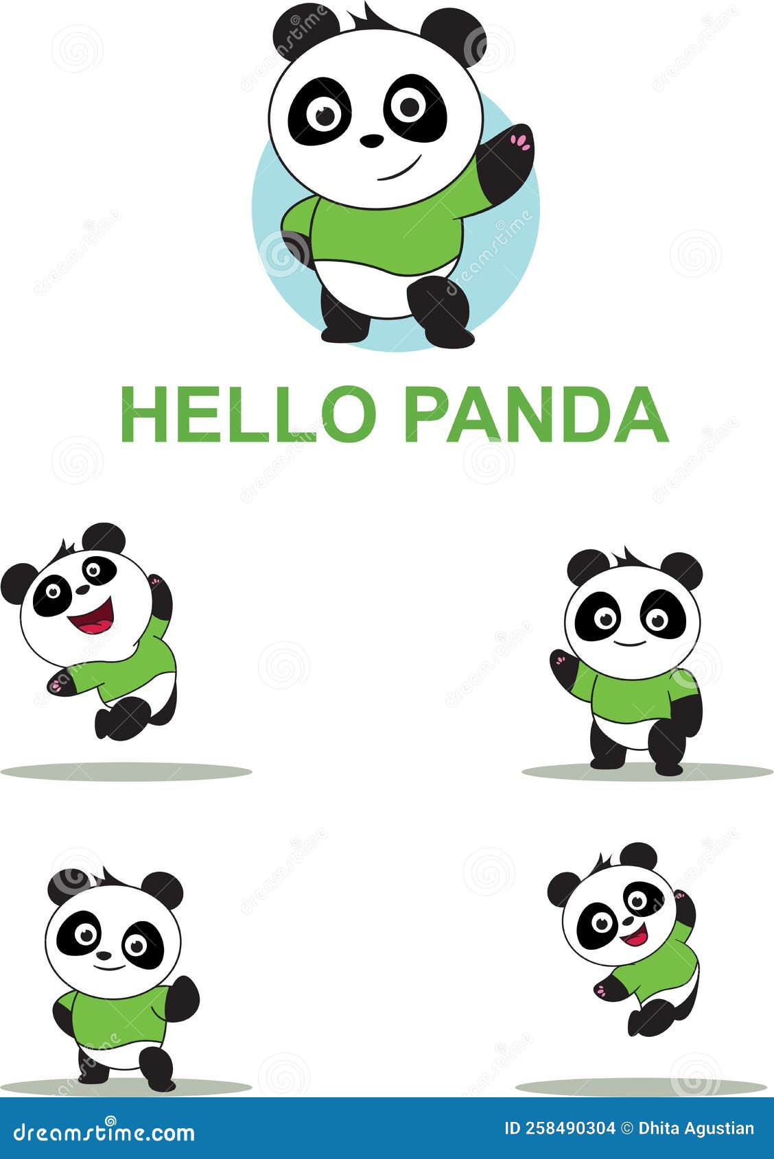 Set Cute Panda Illustrations for Kids or Stickers Stock Vector ...