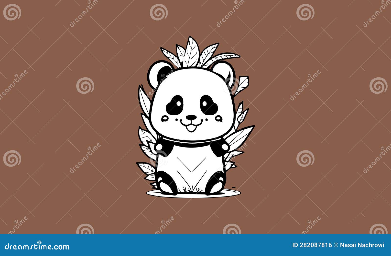 Cute Panda Kawaii Line Art Design Stock Vector - Illustration of ...