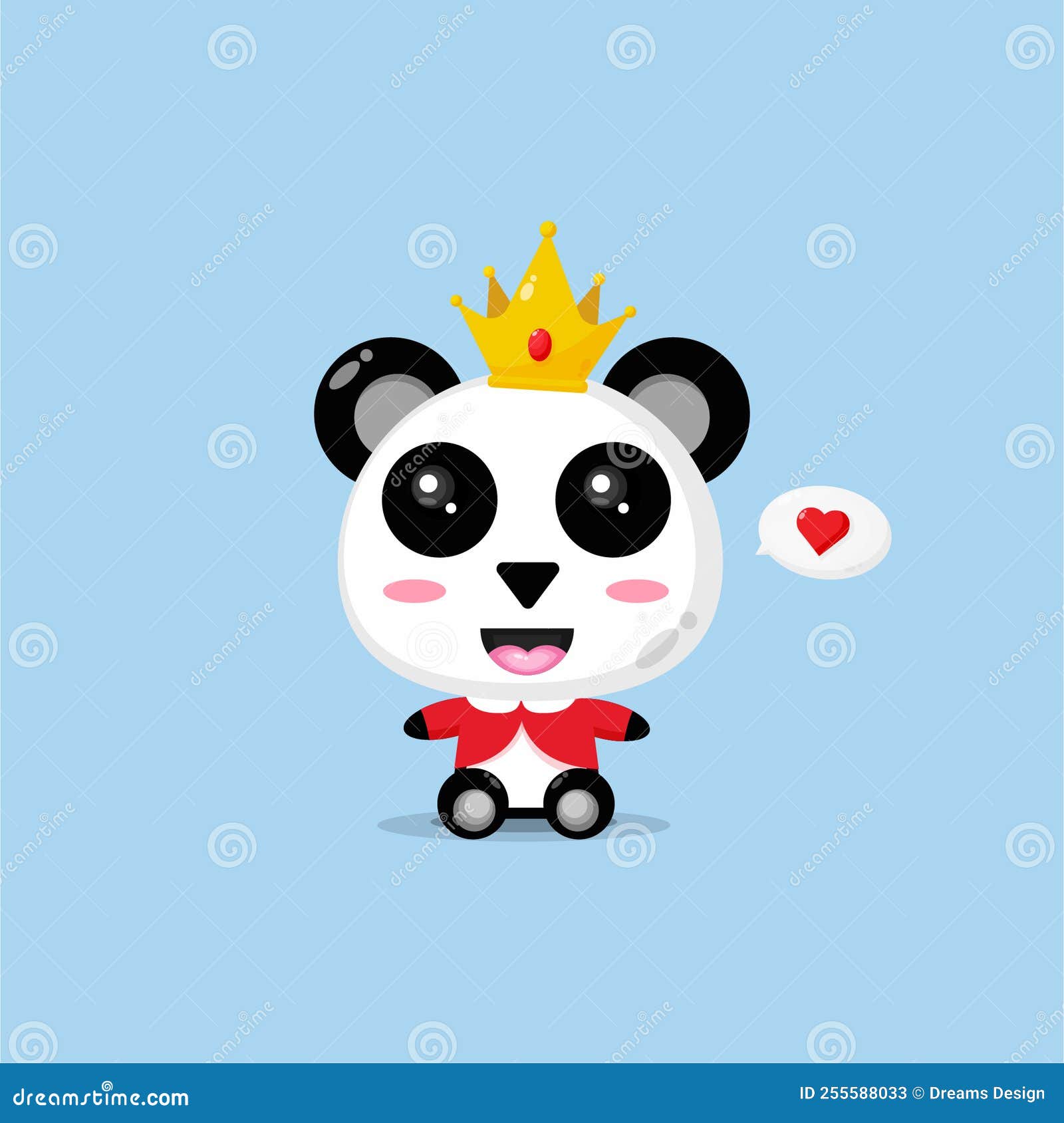 Cute panda king stock vector. Illustration of background - 255588033