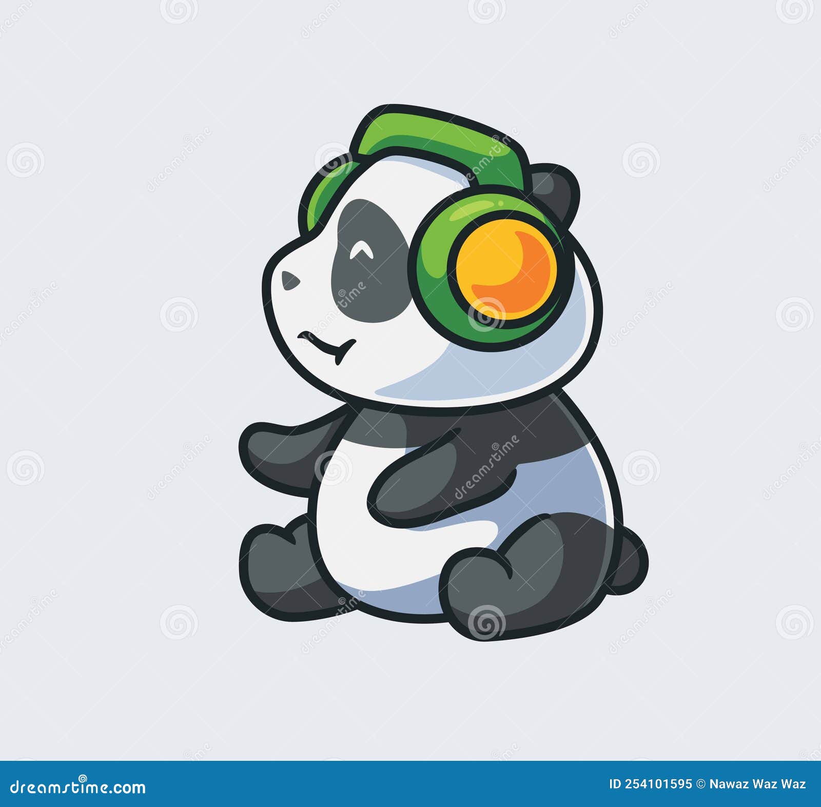 Cute Panda Listening a Music Stock Illustration - Illustration of ...