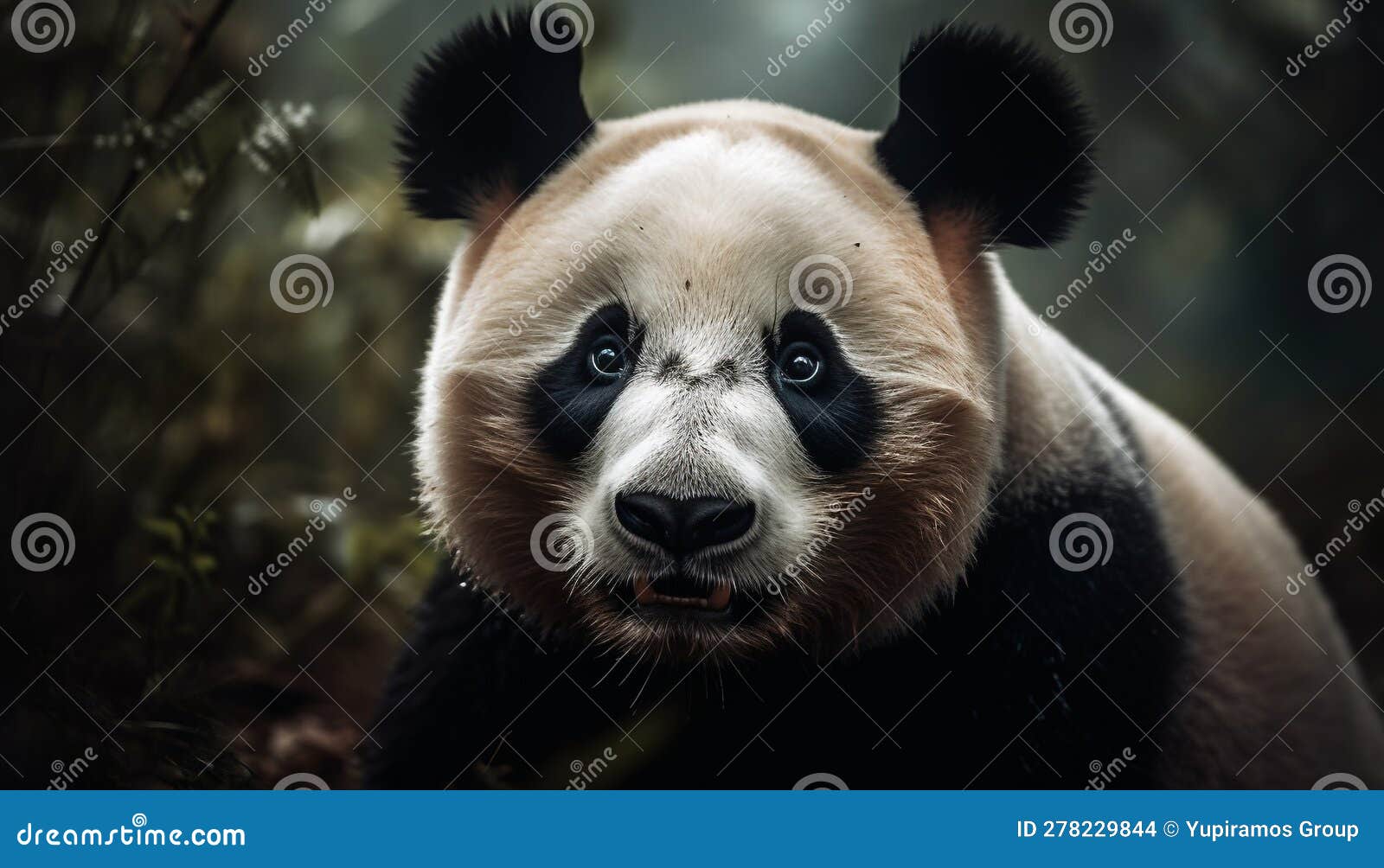 Cute Panda Looking at Camera in Forest Generative AI Stock Illustration ...