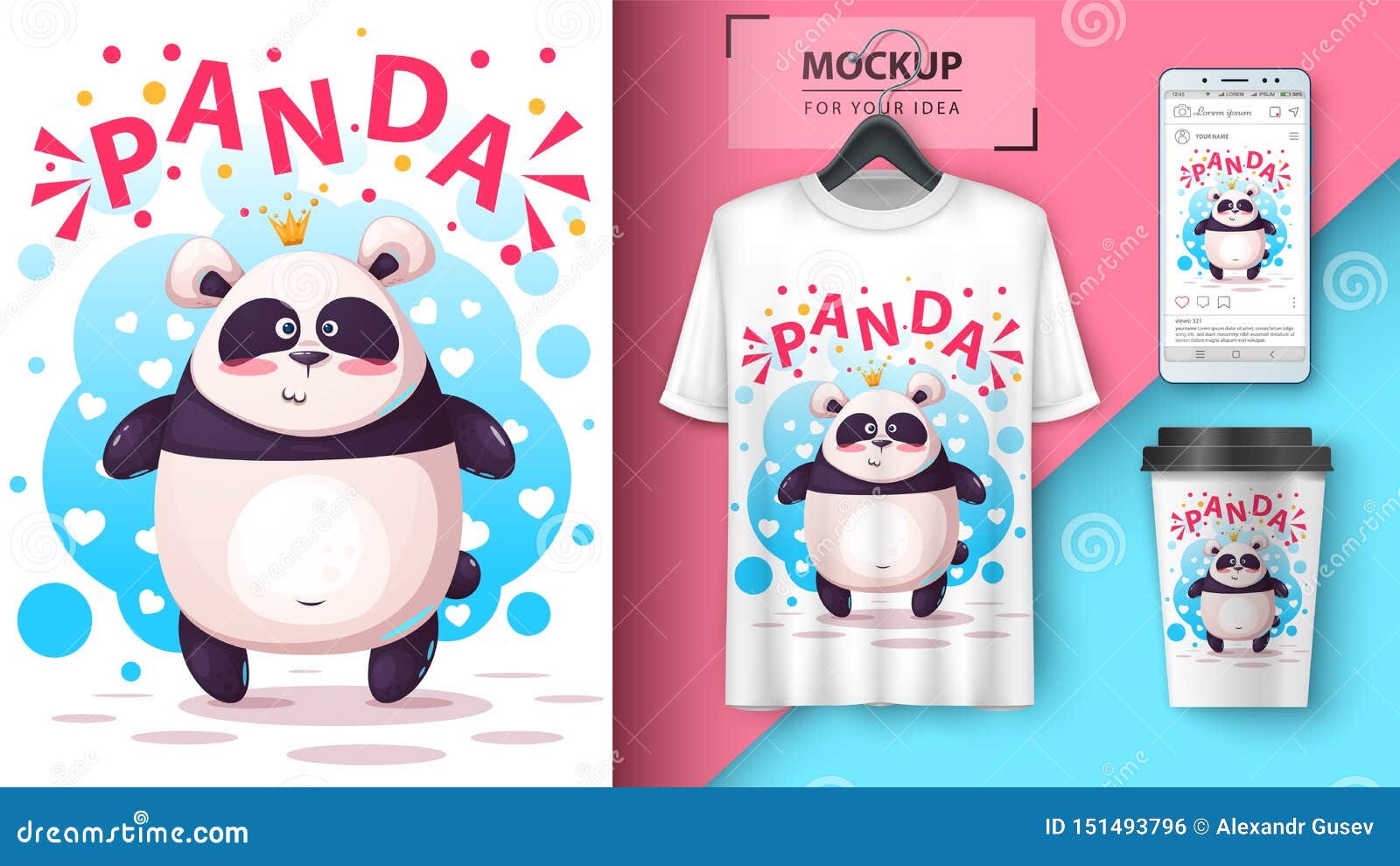 Cute Panda - Mockup for Your Idea. Stock Vector - Illustration of ...
