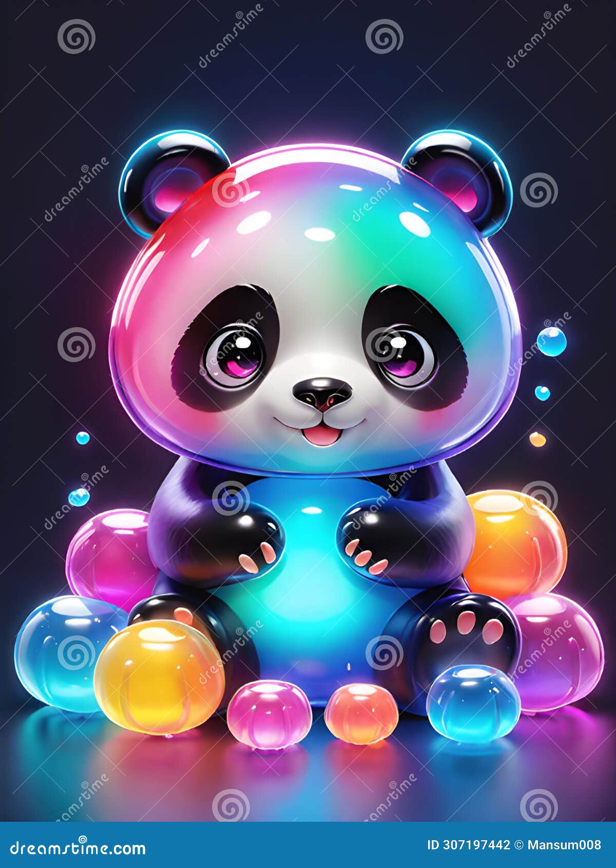 Cute Panda in the Neon Light Stock Illustration - Illustration of neon ...