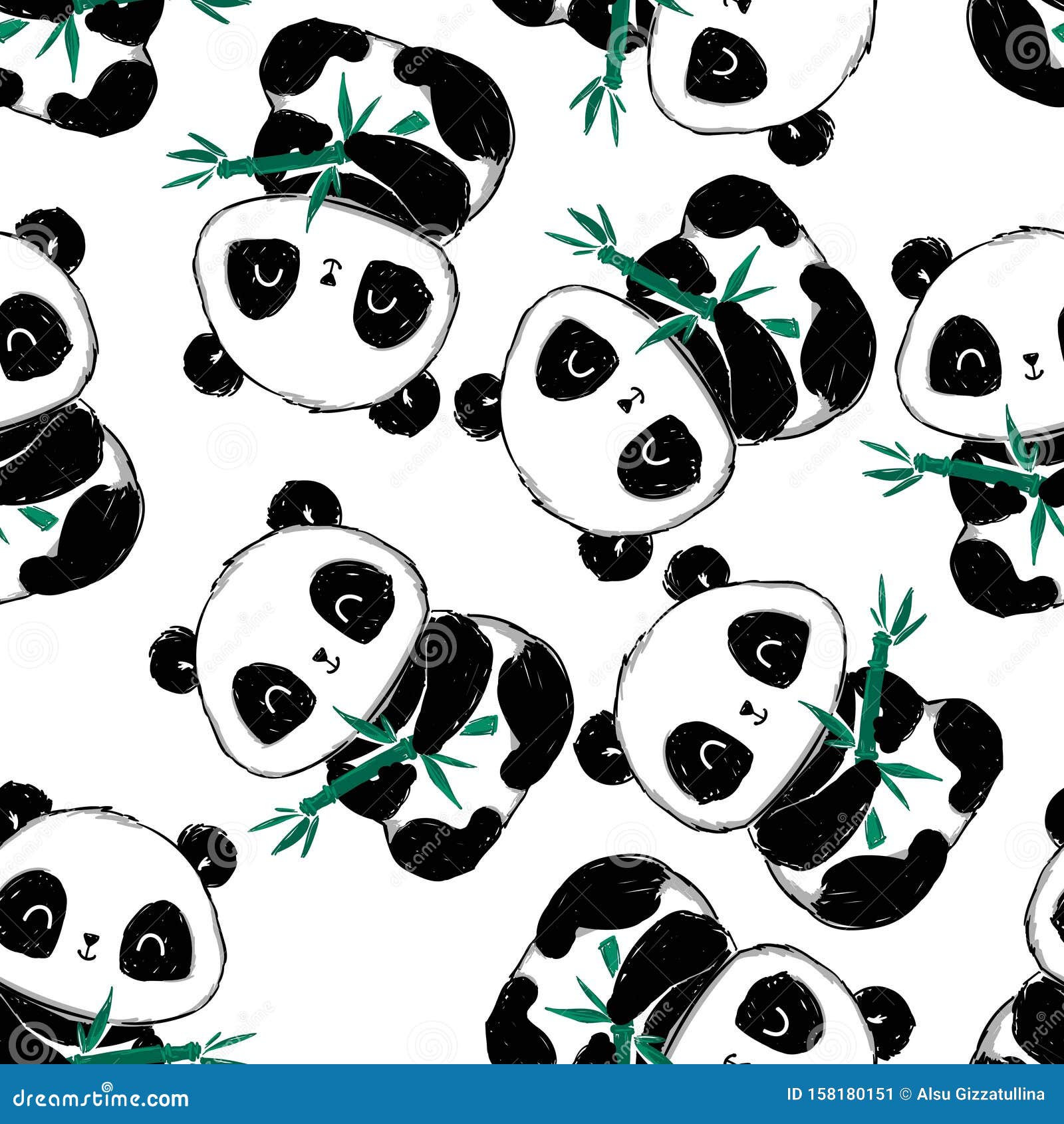 Cute Panda Pattern Seamless. Fabric Design. Vector Illustration. Stock ...