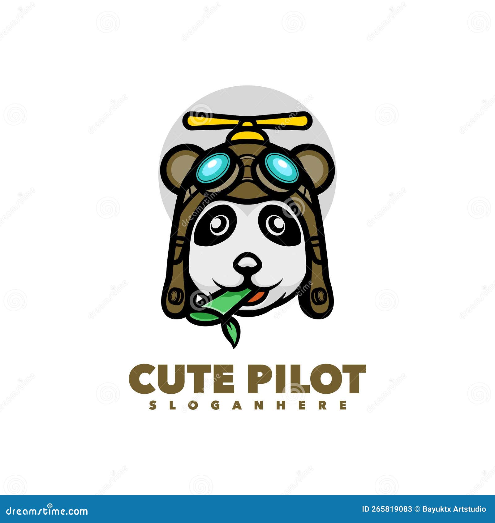 Cute Panda Pilot Logo Cartoon Vector | CartoonDealer.com #265819083