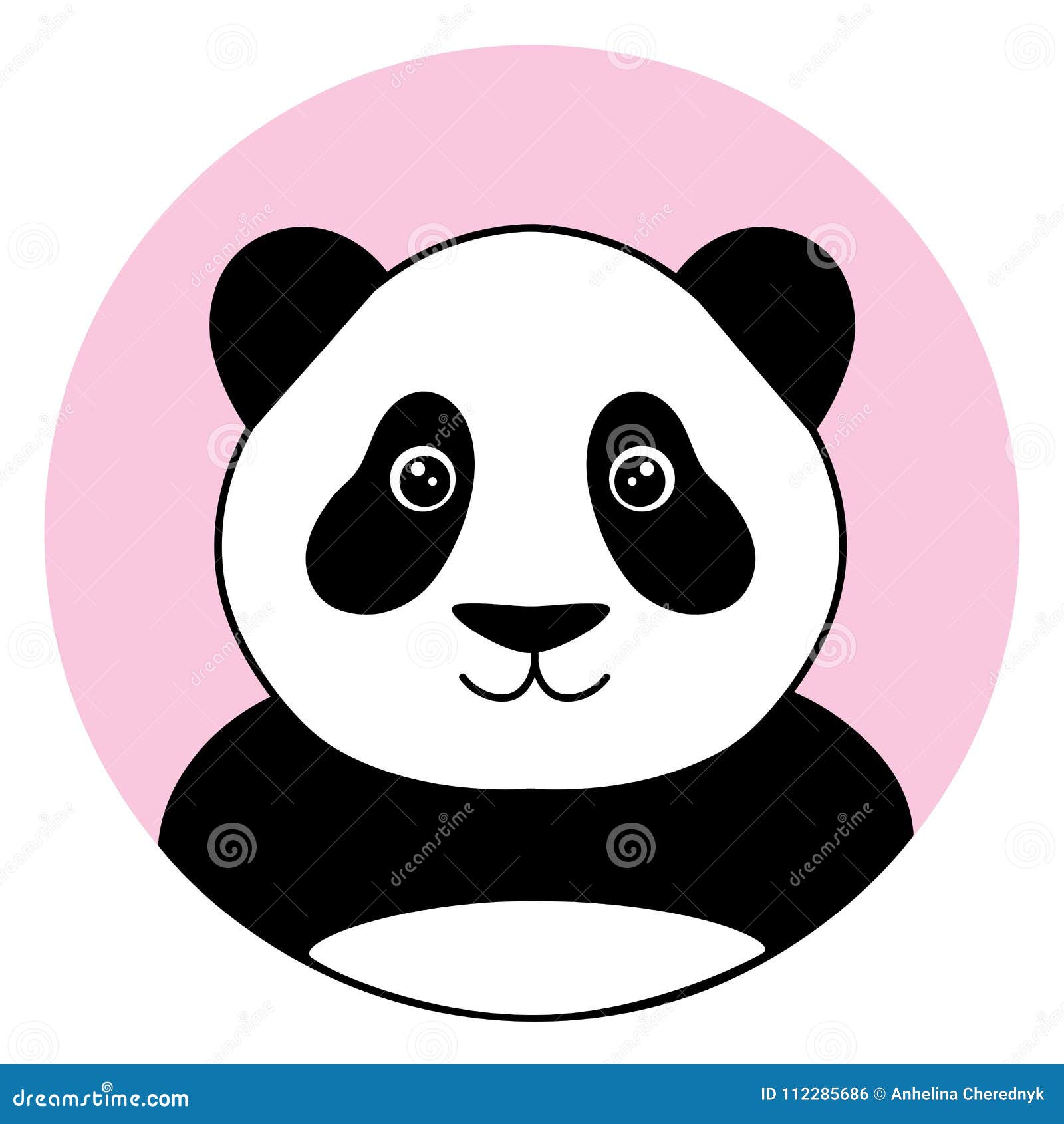 Cute Panda in the Pink Circle Illustration Stock Vector - Illustration ...