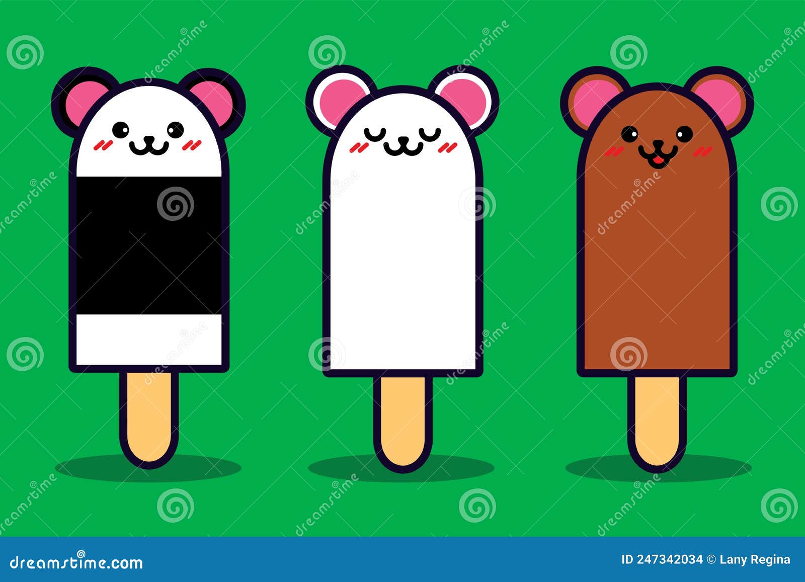Cute Panda, Polar Bear and Grizzly Popsicles Stock Illustration ...