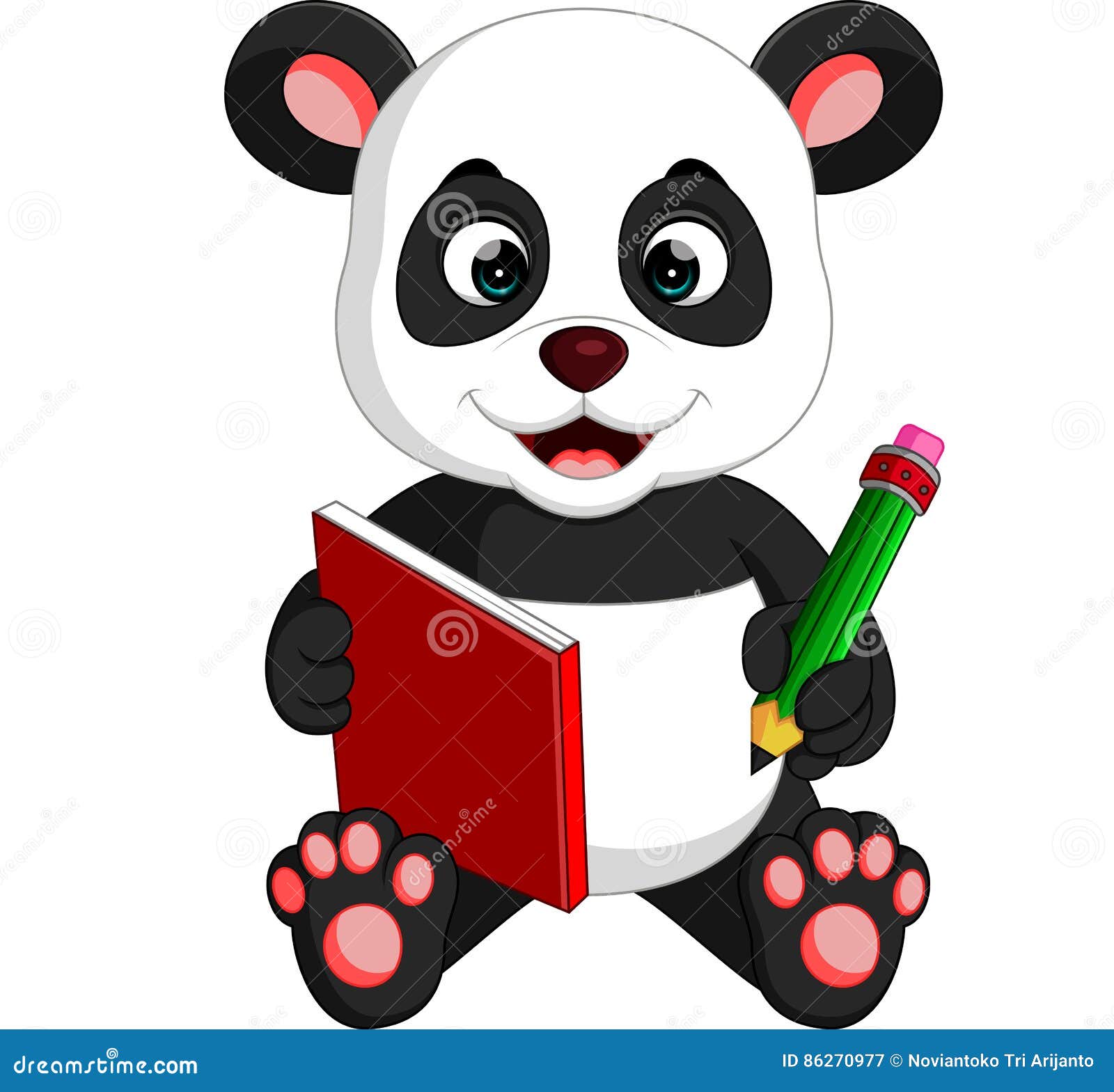 Cute Panda reading a book stock vector. Illustration of bear - 86270977
