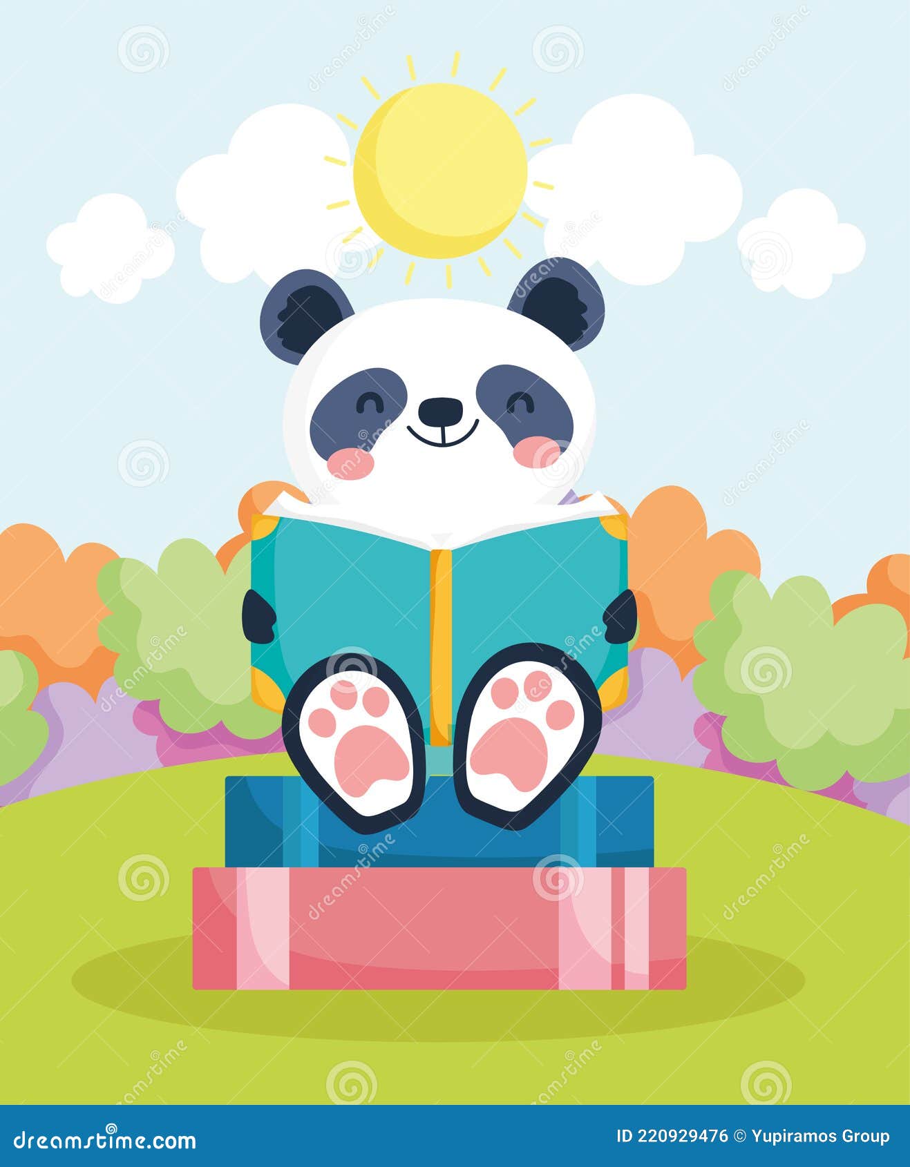 Cute panda reading book stock vector. Illustration of read - 220929476