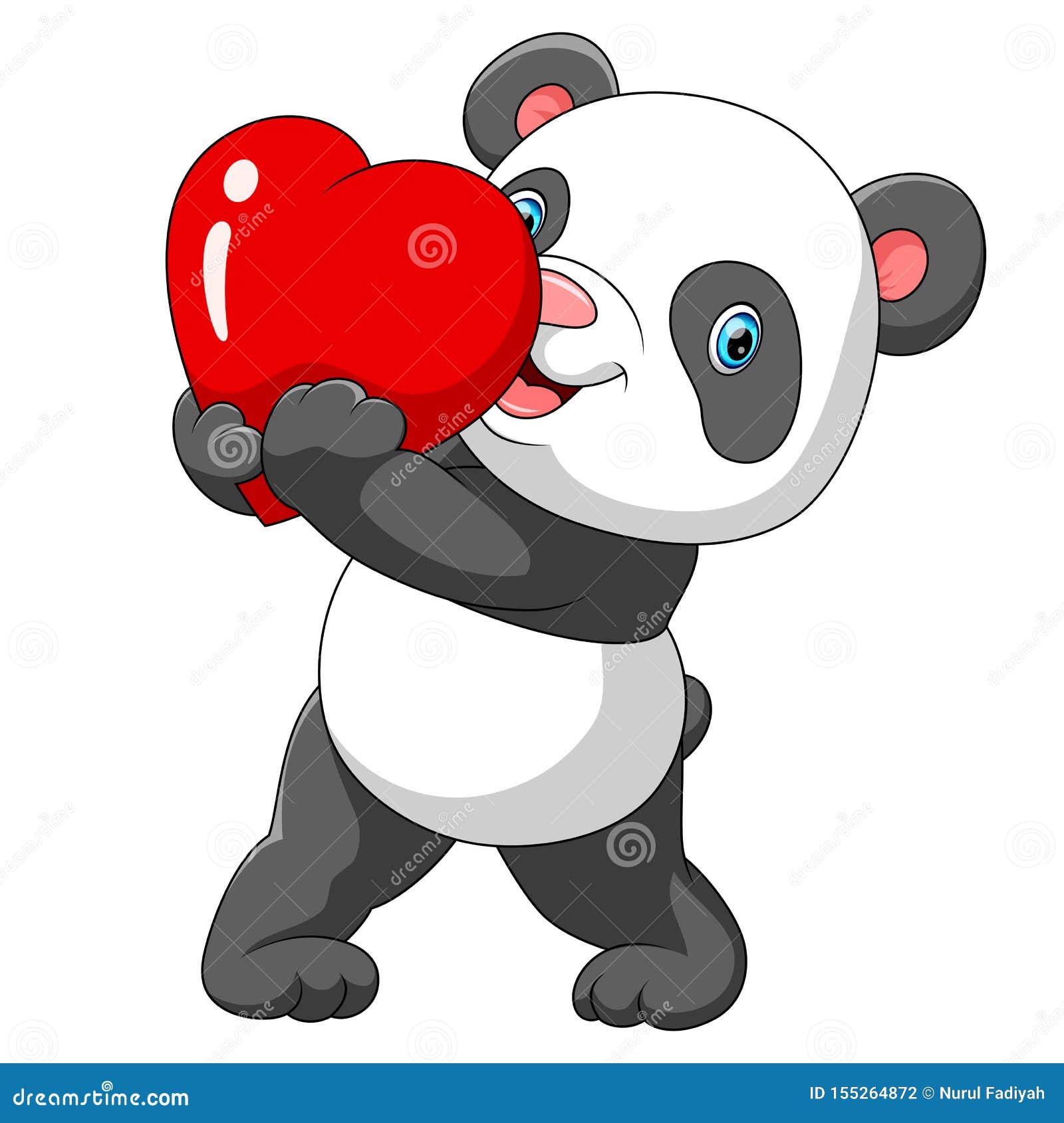 A Cute Panda with a Red Heart Stock Vector - Illustration of character ...