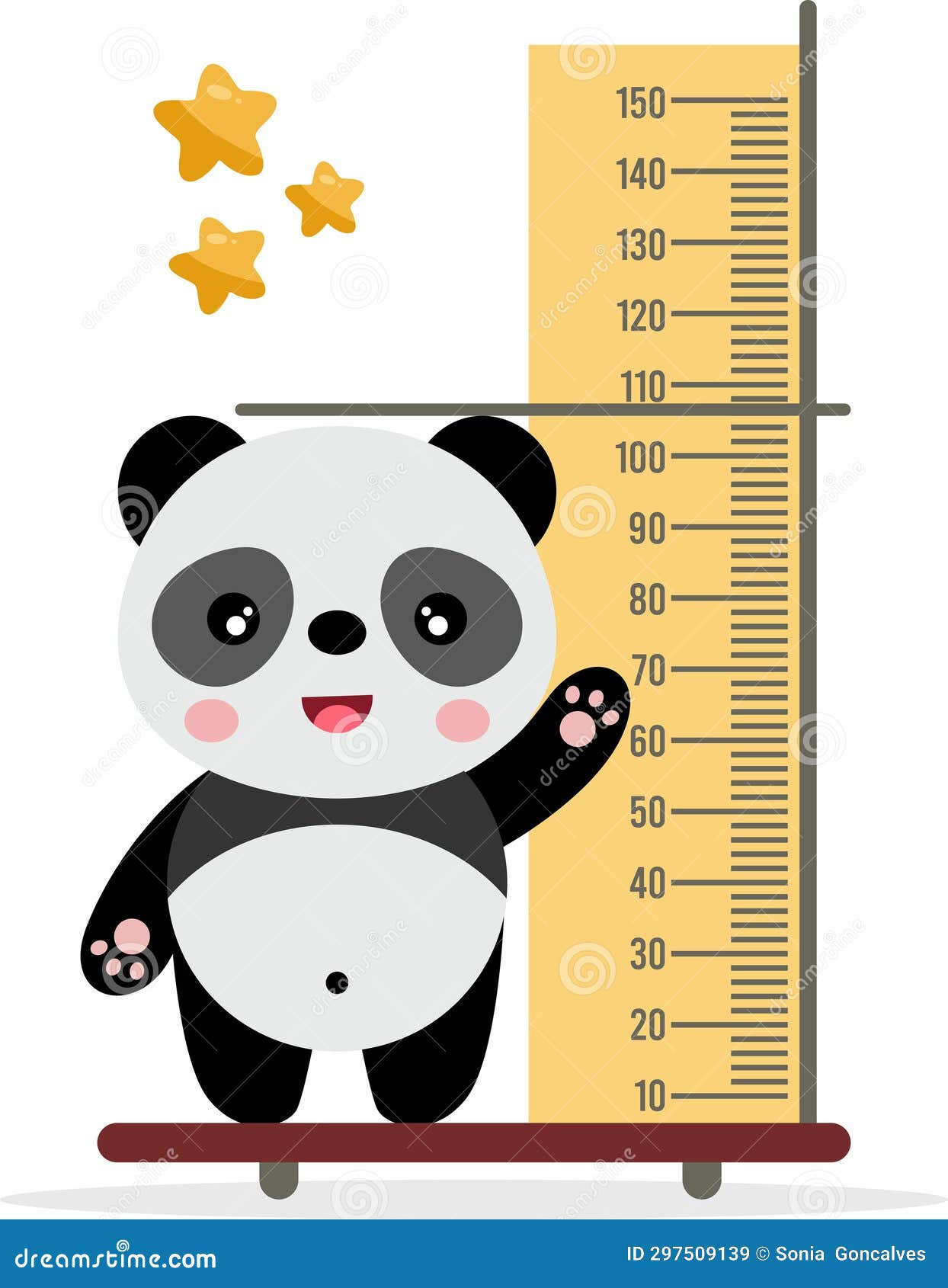 Cute Panda Ruler for Baby Growth Stock Illustration - Illustration of ...