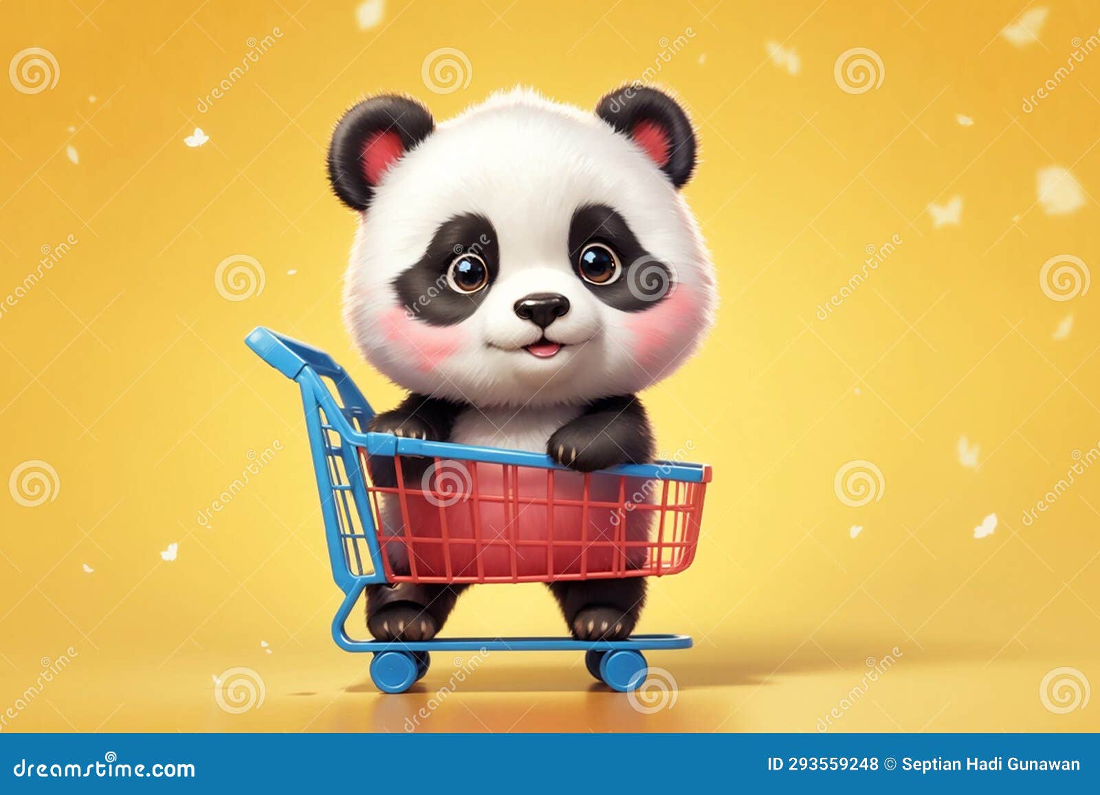 Cute Panda on a Shopping Cart. AI Generated Stock Illustration ...
