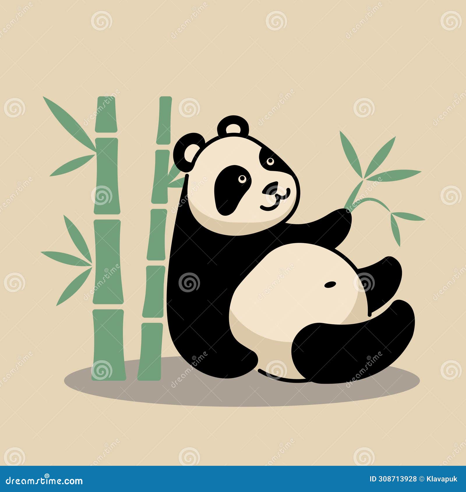 Cute Panda. Simple Flat Icon in Retro Style Stock Vector - Illustration ...
