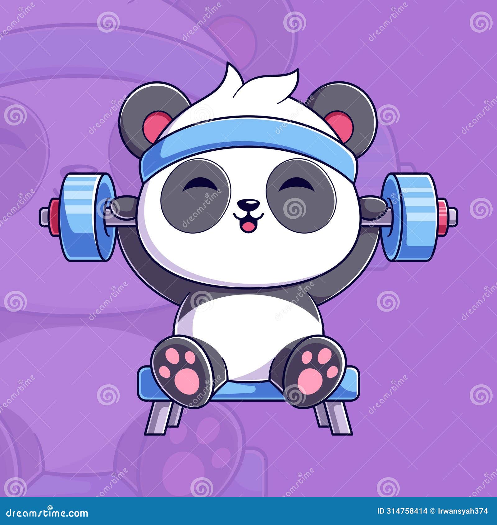 Cute Panda Sits and Lifts Weights Stock Vector - Illustration of ...