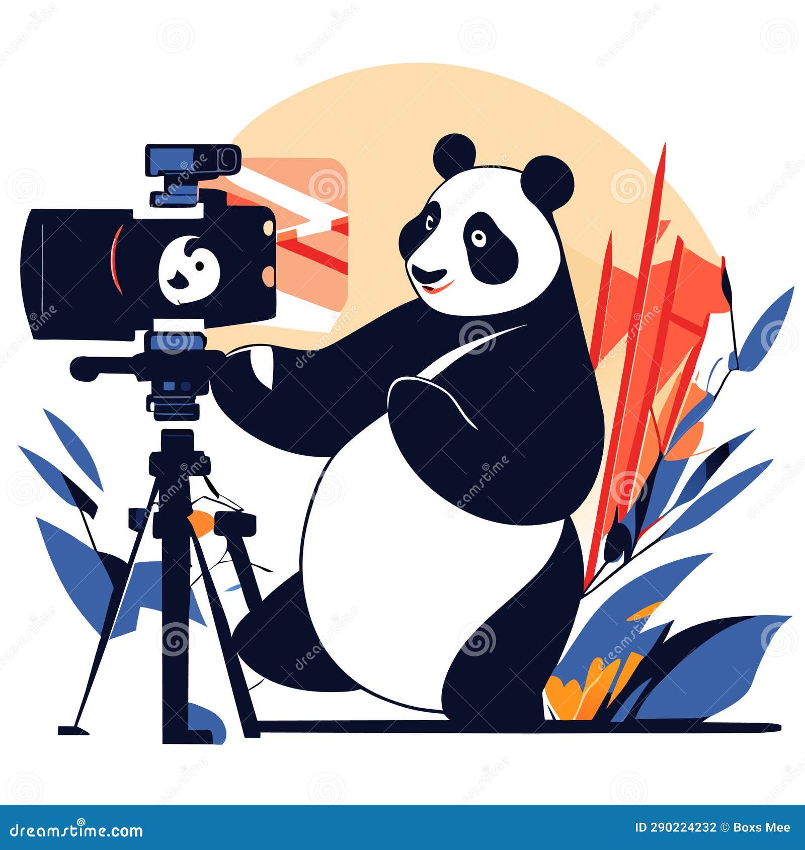 Cute Panda Sitting in Front of a Camera. Vector Illustration Generative ...
